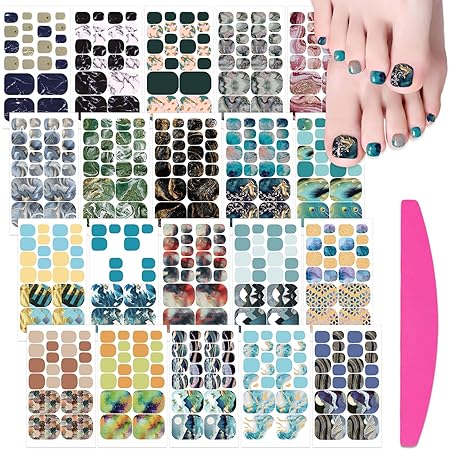 Amazon.com: SILPECWEE 20 Sheets Toe Nail Stickers Full Nail Wraps for ...