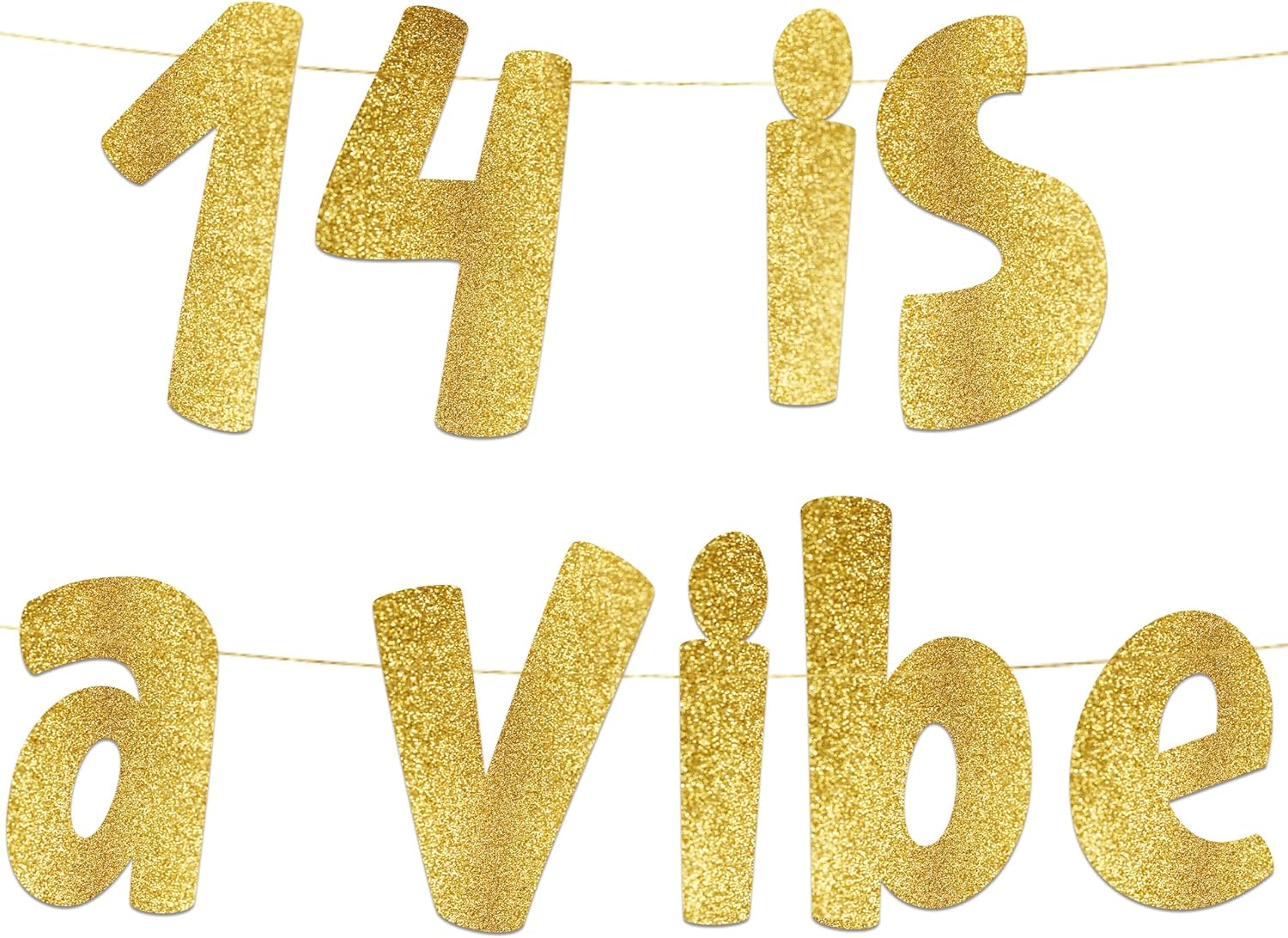 Amazon.com: 14 is a Vibe Gold Glitter Banner - 14th Birthday Party ...