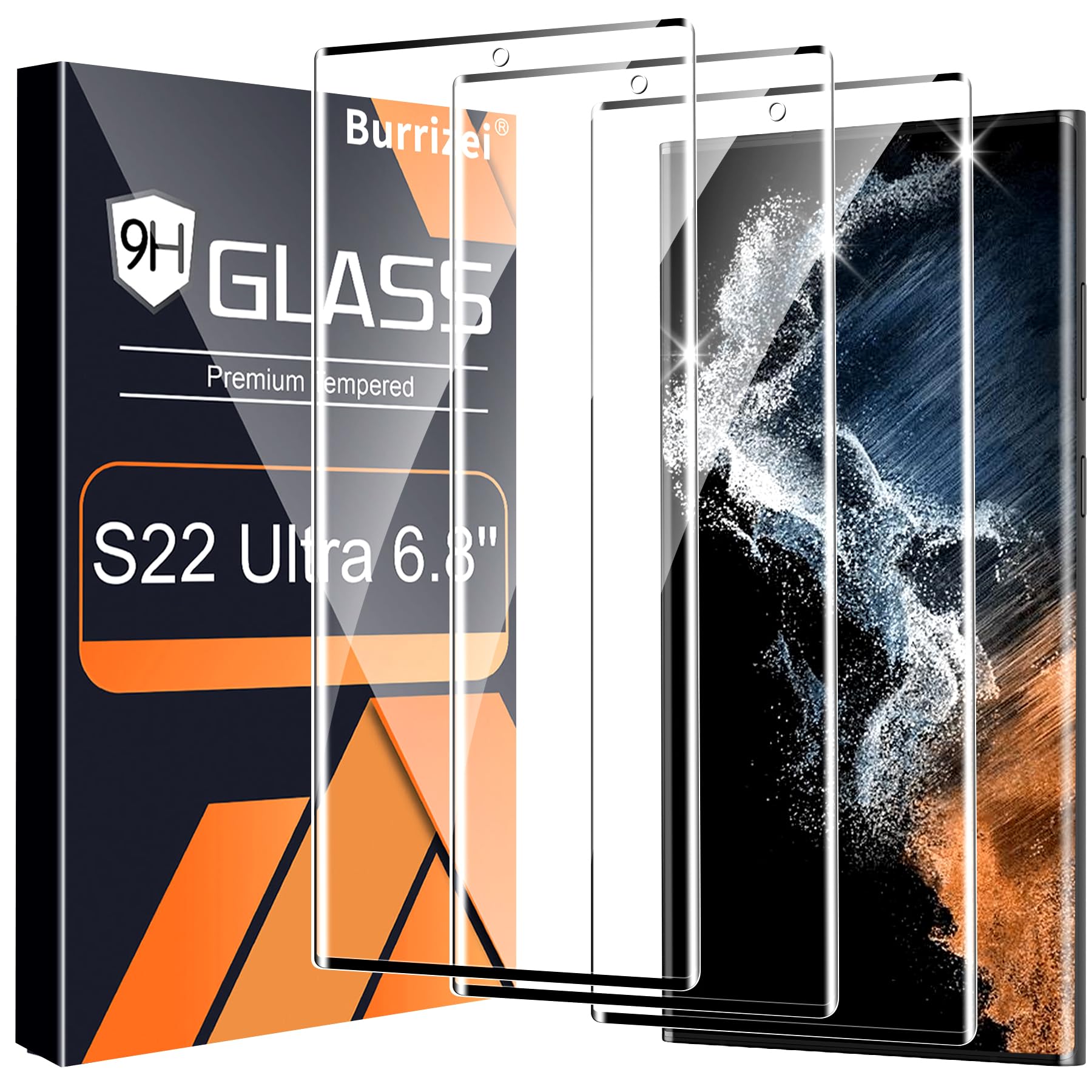 Amazon.com: 3 Pack Galaxy S22 Ultra Screen Protector, HD Clear Tempered ...
