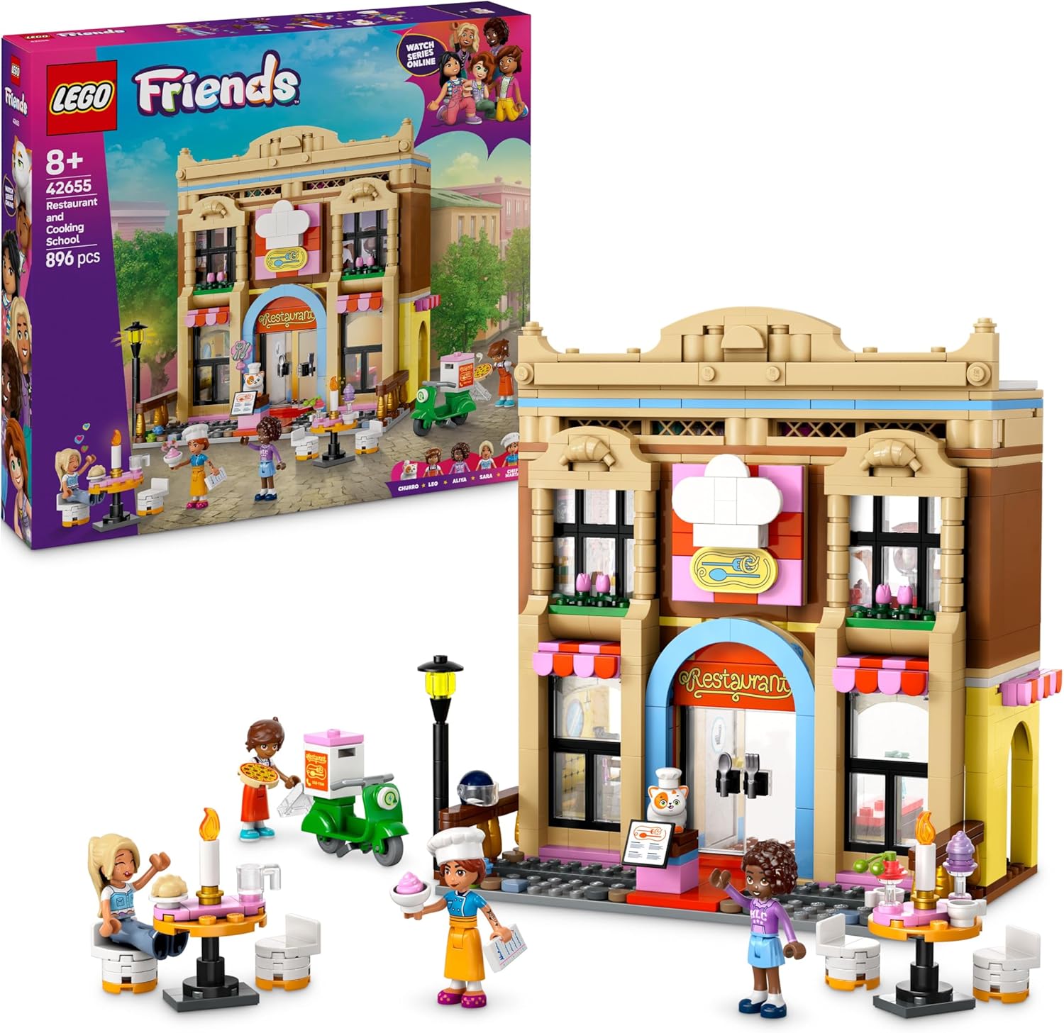 LEGO Friends Restaurant and Cooking School Set, Food Role-Play Toy with ...