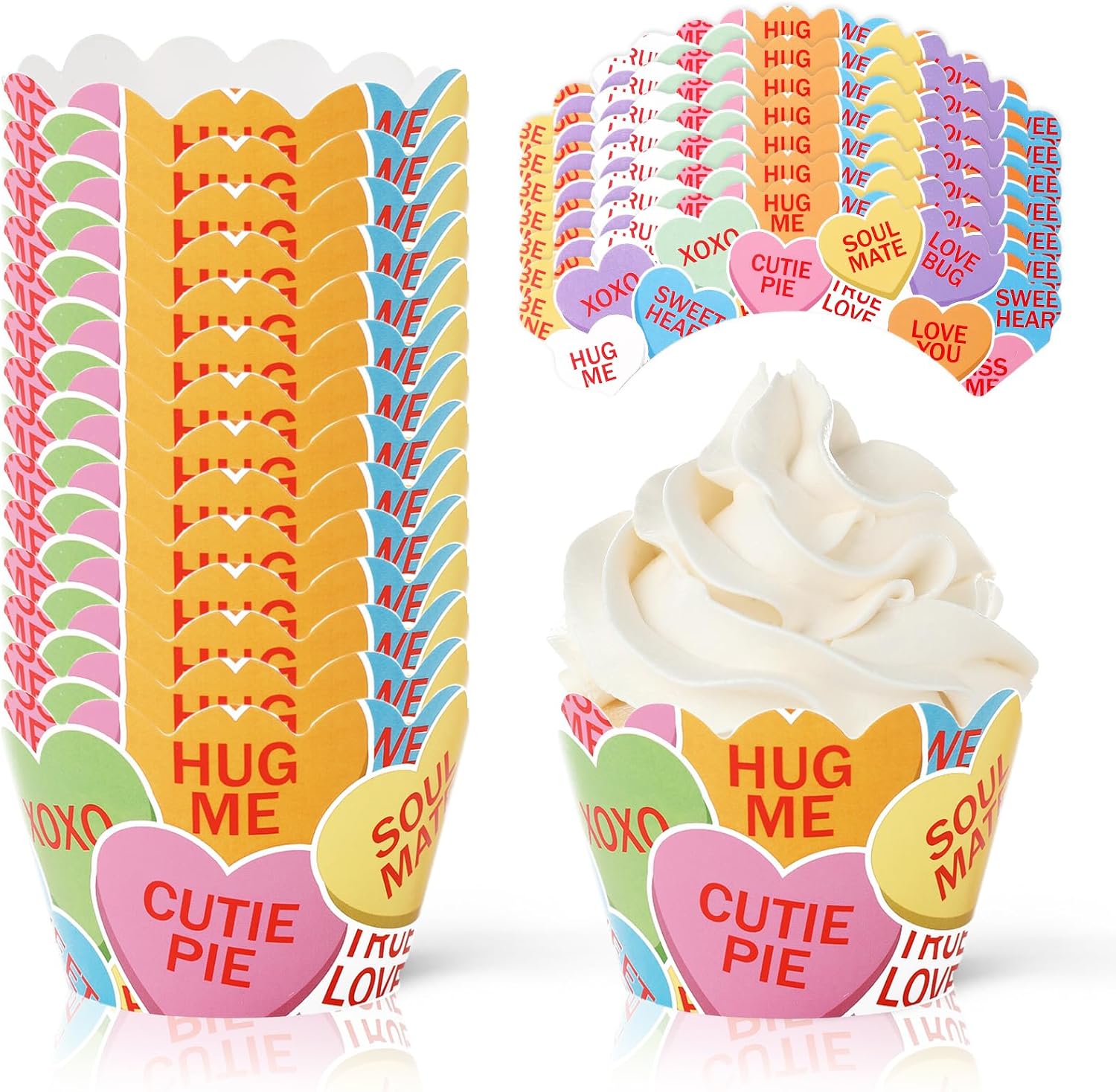 Amazon.com: Whaline 36Pcs Valentine's Day Paper Baking Cups Colorful ...