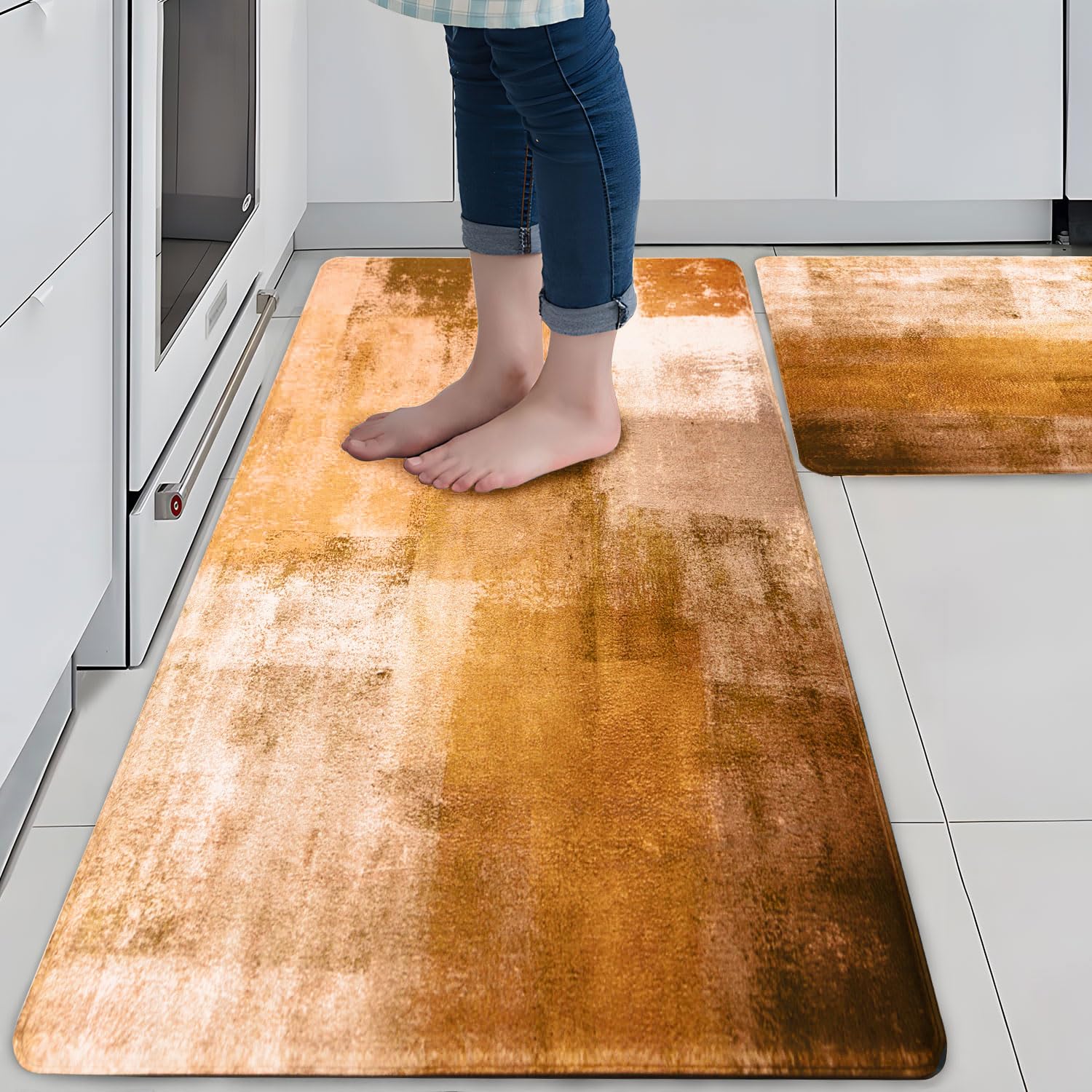 Amazon.com: OTOB Kitchen Mats Set of 2, Modern Abstract Cushioned ...