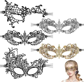 Amazon.com: Sibba Half Face Costume Mask 5 PCS Masquerade Ball Gowns ...
