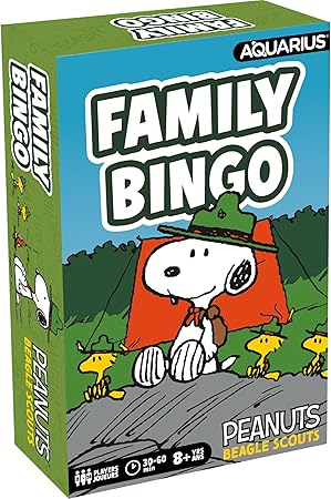 Amazon.com: AQUARIUS Peanuts Snoopy Beagle Scouts Family Bingo - Fun ...