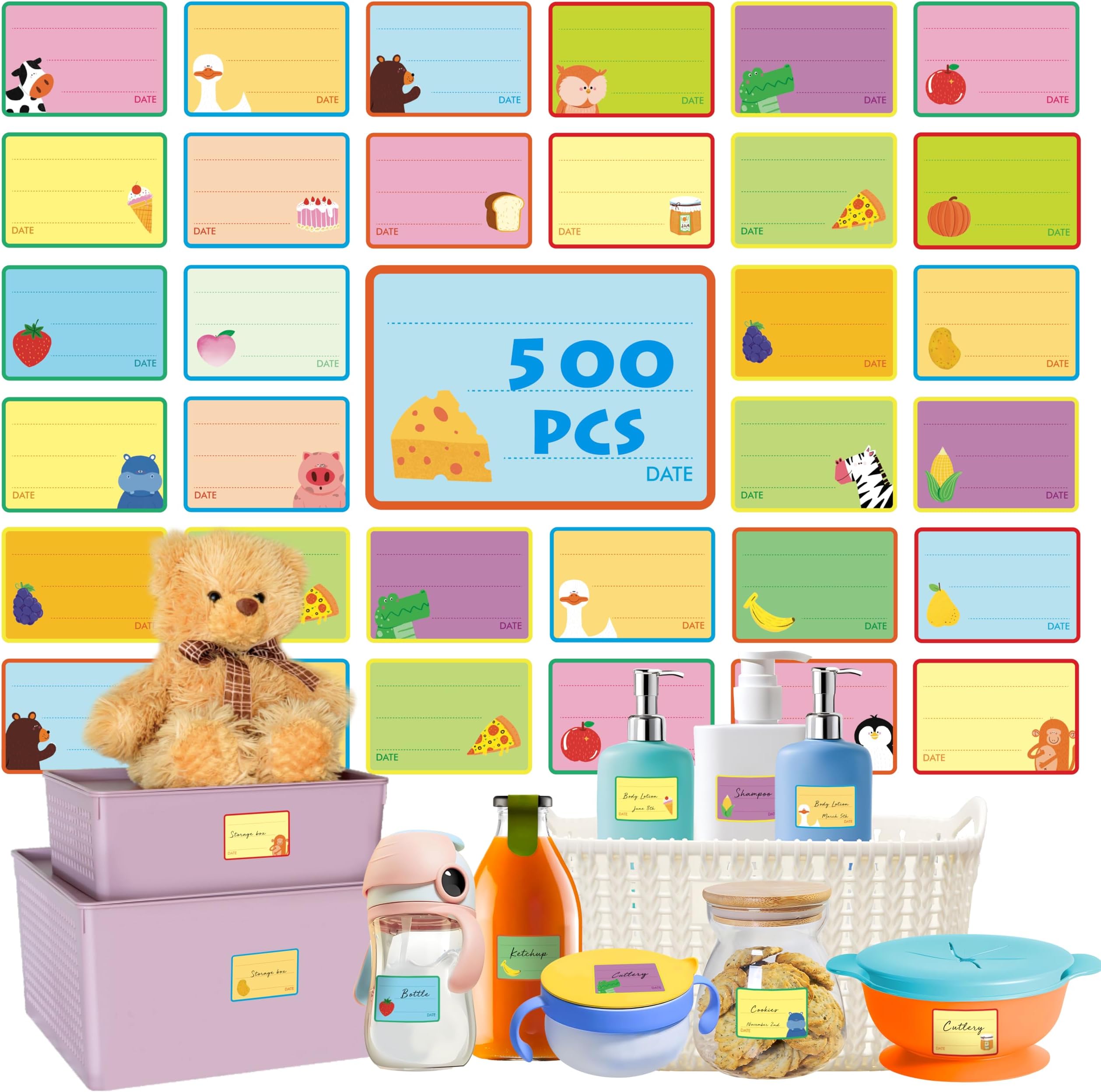 Amazon.com: 500 PCS Baby Food Labels, 25 Adorable Designs Removable ...