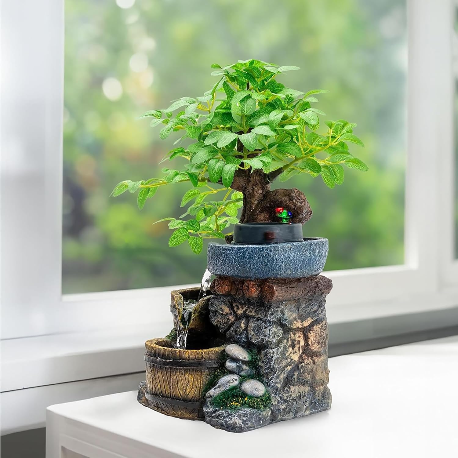 Kuber Industries Resin Mini Water Fountain for Home Decor | Showpiece ...