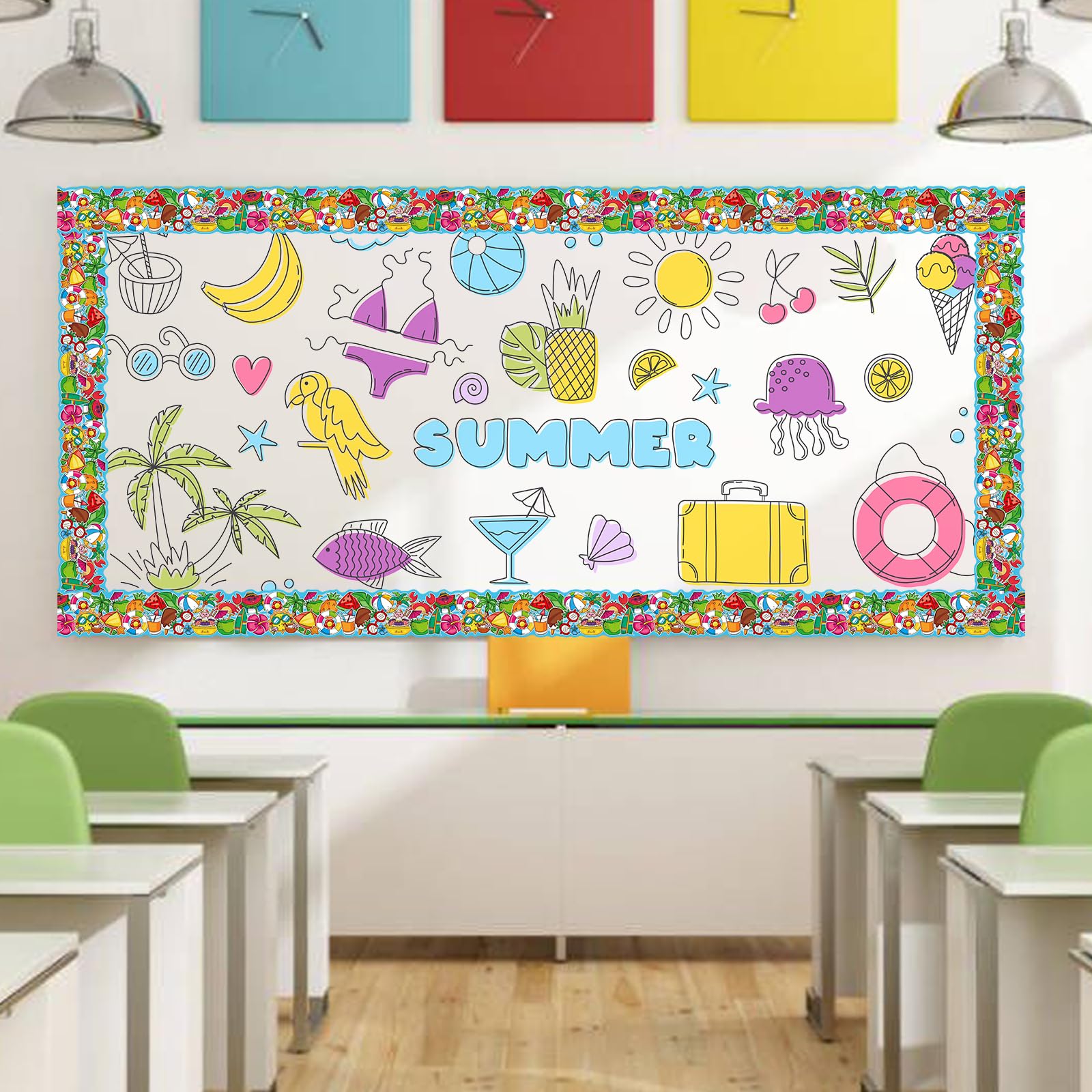 Snapklik.com : 65.6Ft Summer Bulletin Board Borders, Cute Coconut Drink ...