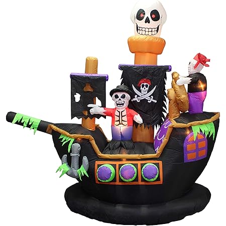 Amazon.com: Gemmy Airblown Inflatable Halloween Pirate Ship, 7.5 ft ...