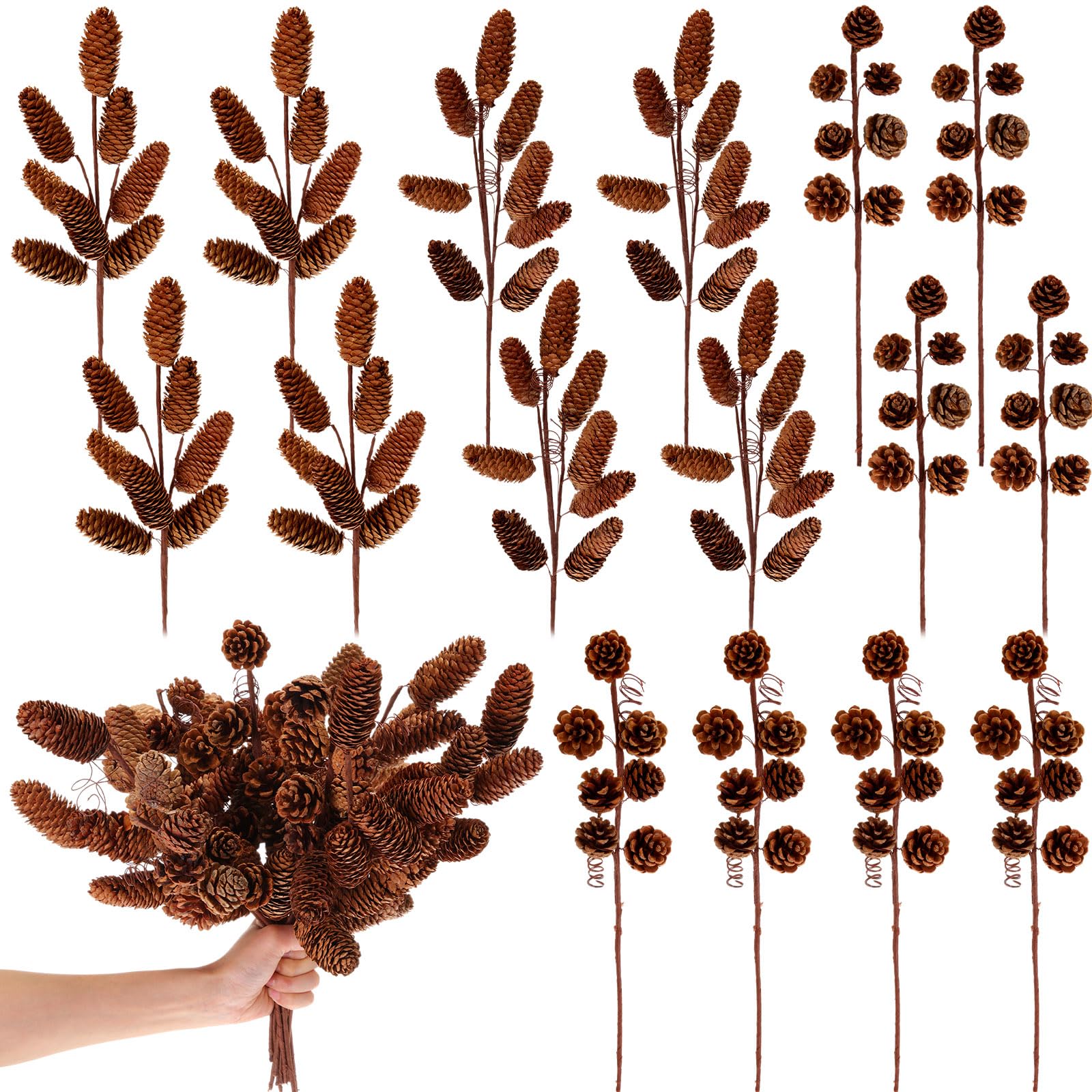 Amazon.com: FineCheer 16 Pcs Christmas Tree Picks 14 Inch Pinecone Bulk ...