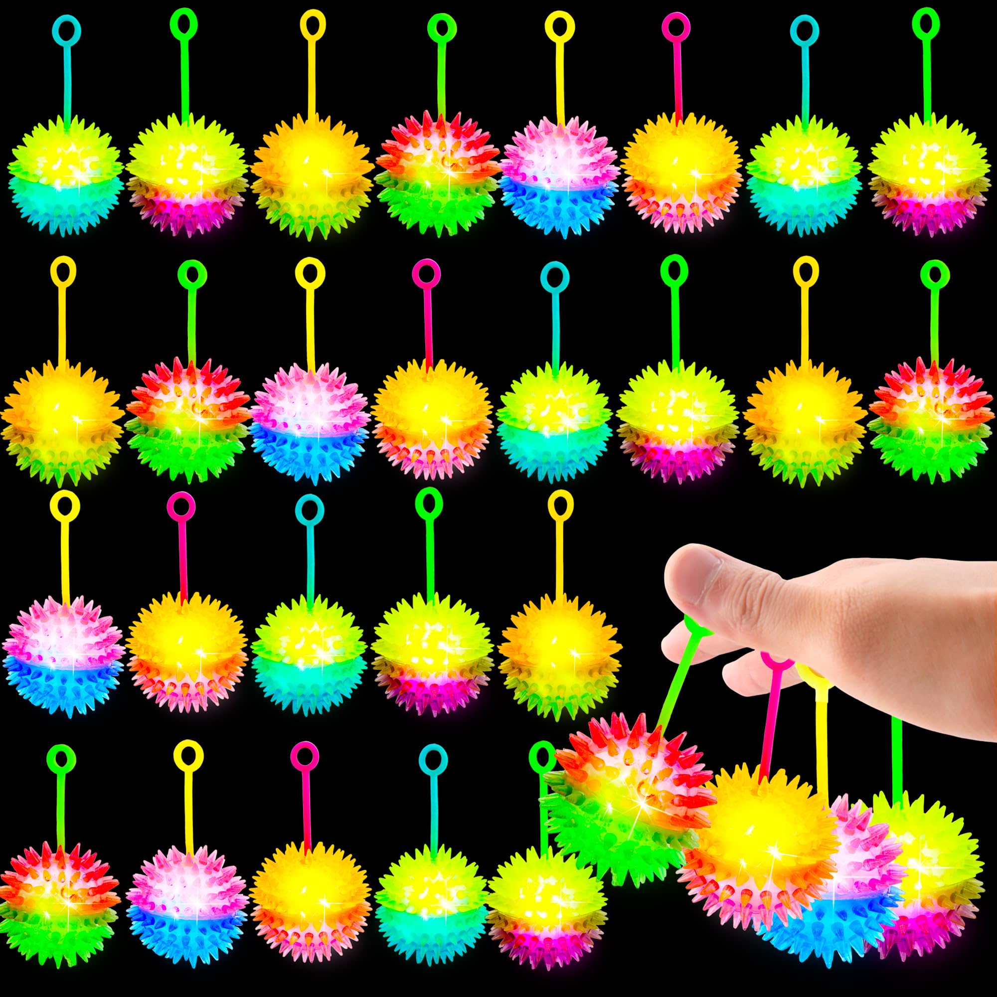 Amazon.com: Rcanedny 30 Pcs Bouncy Light up Ball Double Color Spiky ...
