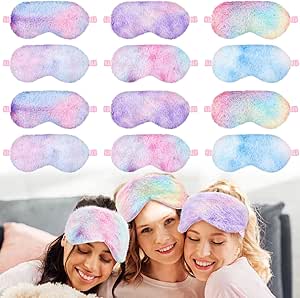 Cuffbow 12 Pcs Plush Sleeping Eye Masks for Sleep Bulk Comfortable ...