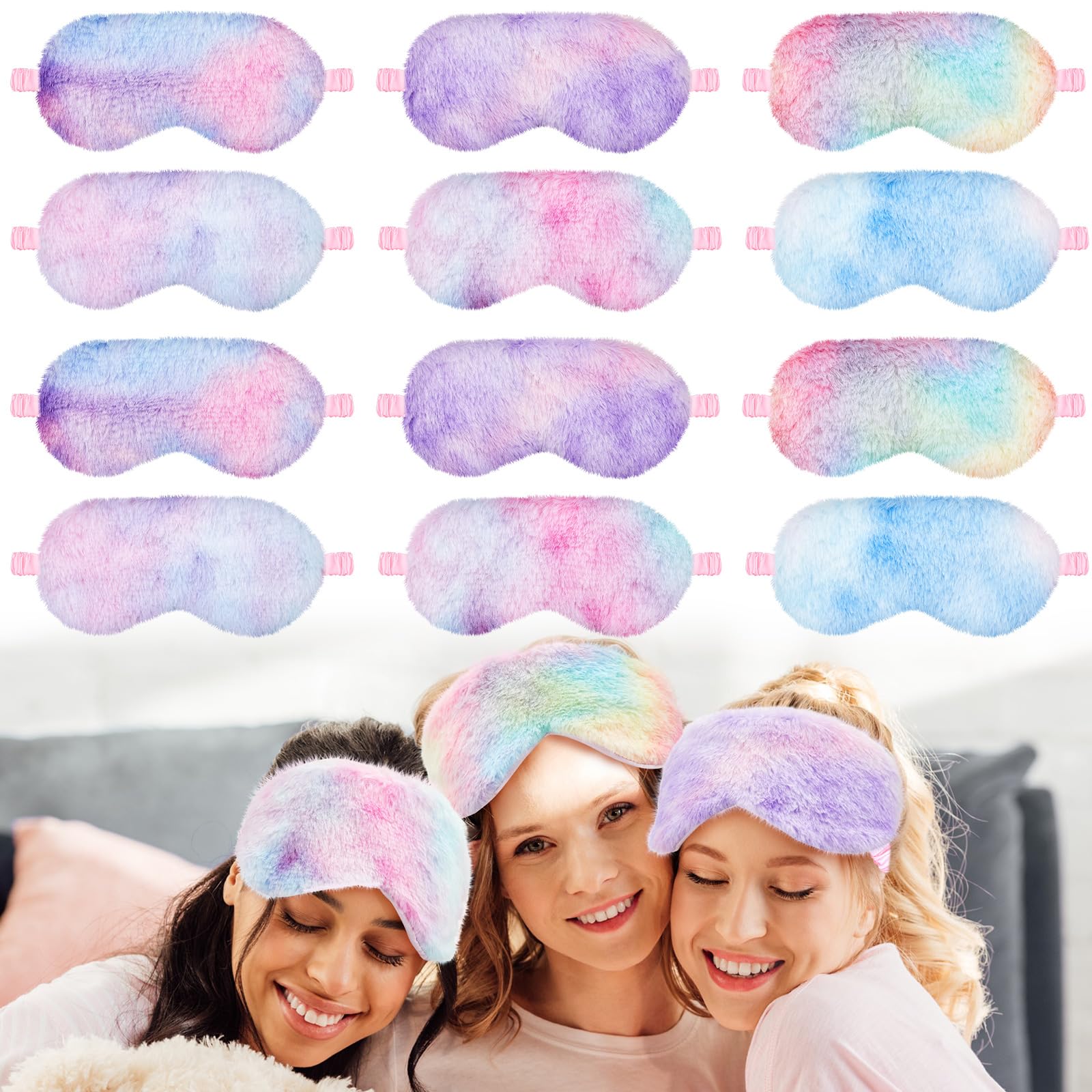 Amazon.com: Cuffbow 12 Pcs Plush Sleeping Eye Masks for Sleep Bulk ...