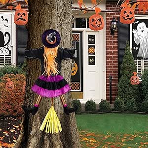Amazon.com: Witch Outdoor Halloween Decoration Lifelike Large Crashing ...