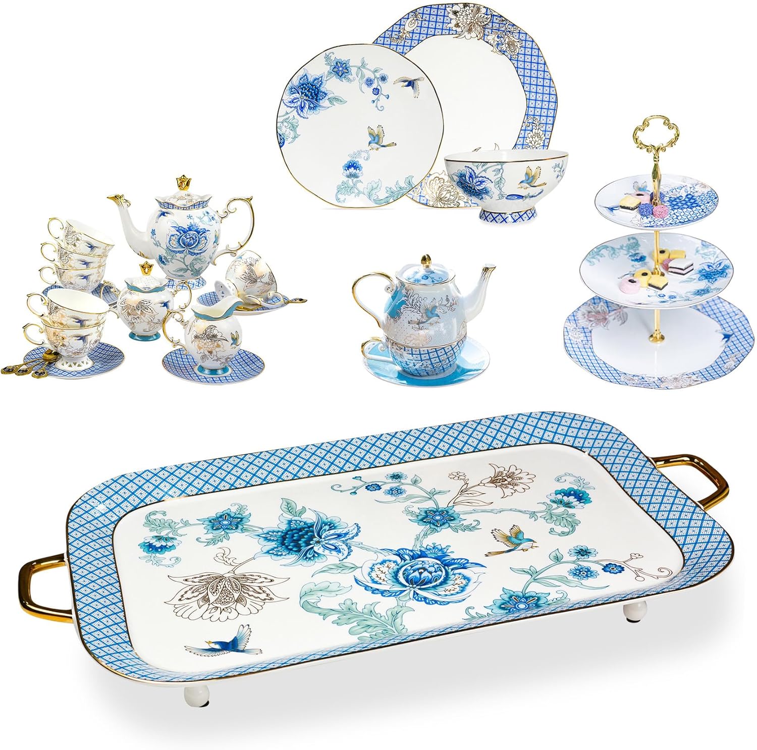 Amazon.com | ACMLIFE Bone China Tea Sets & Dinnerware Set & Serving ...