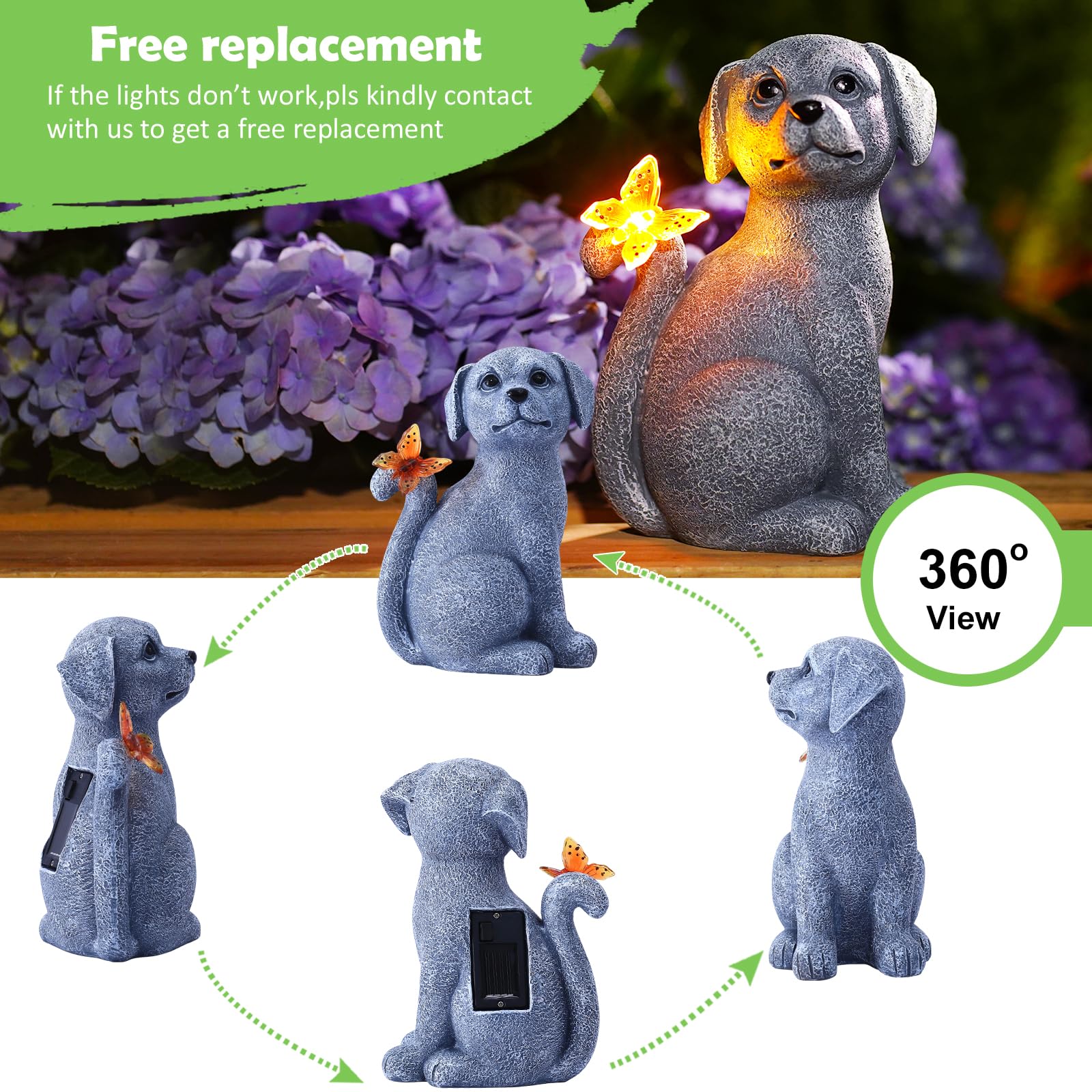 Snapklik.com : Solar Dog Outdoor Statues For Garden: Outside Decor