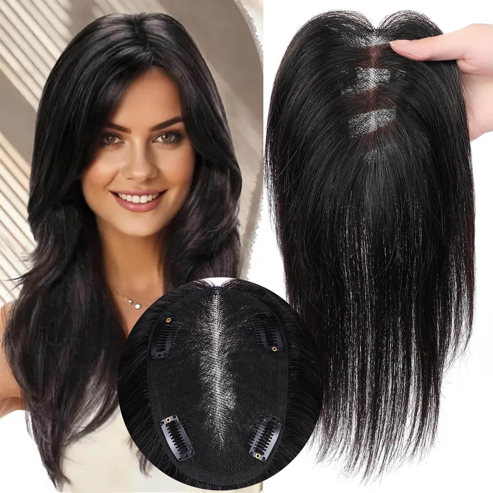 Amazon.com : Ruhussin Human Hair Toppers for Women Real Human Hair ...