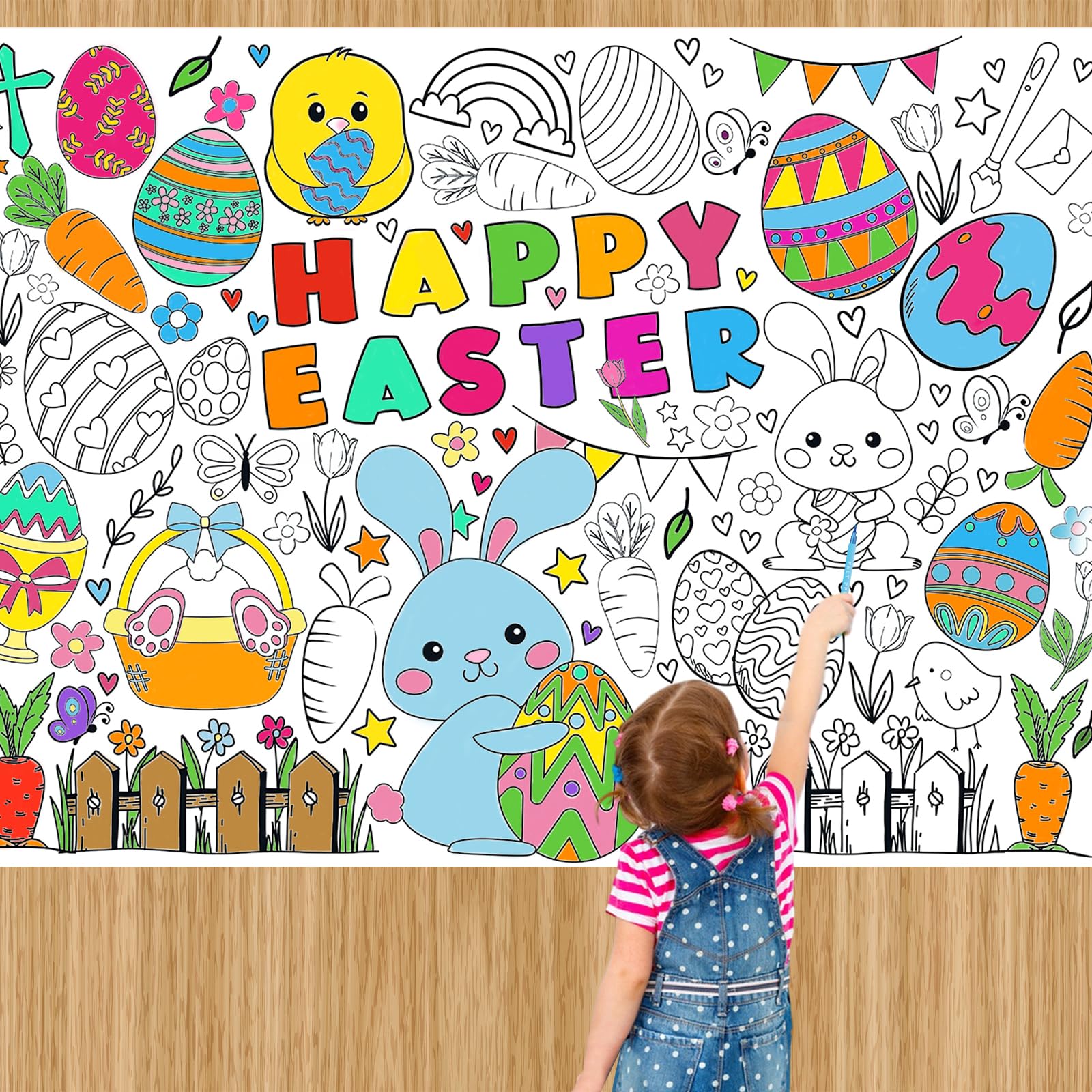 Amazon.com: Leezead Easter Large Coloring Poster for Boys Girls, Happy ...
