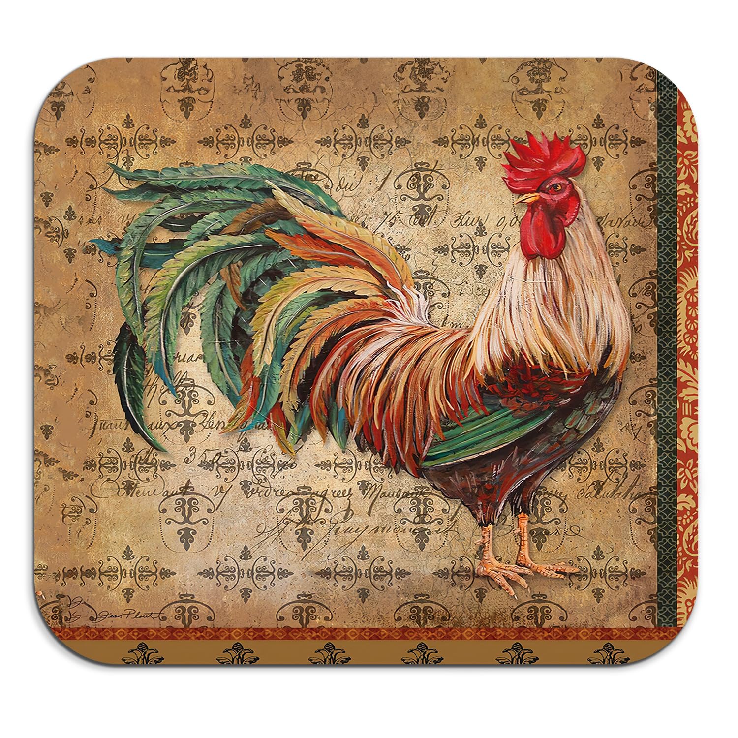 Amazon.com: Veqzc Farmhouse Rooster Dish Drying Mat - Rooster Absorbent ...