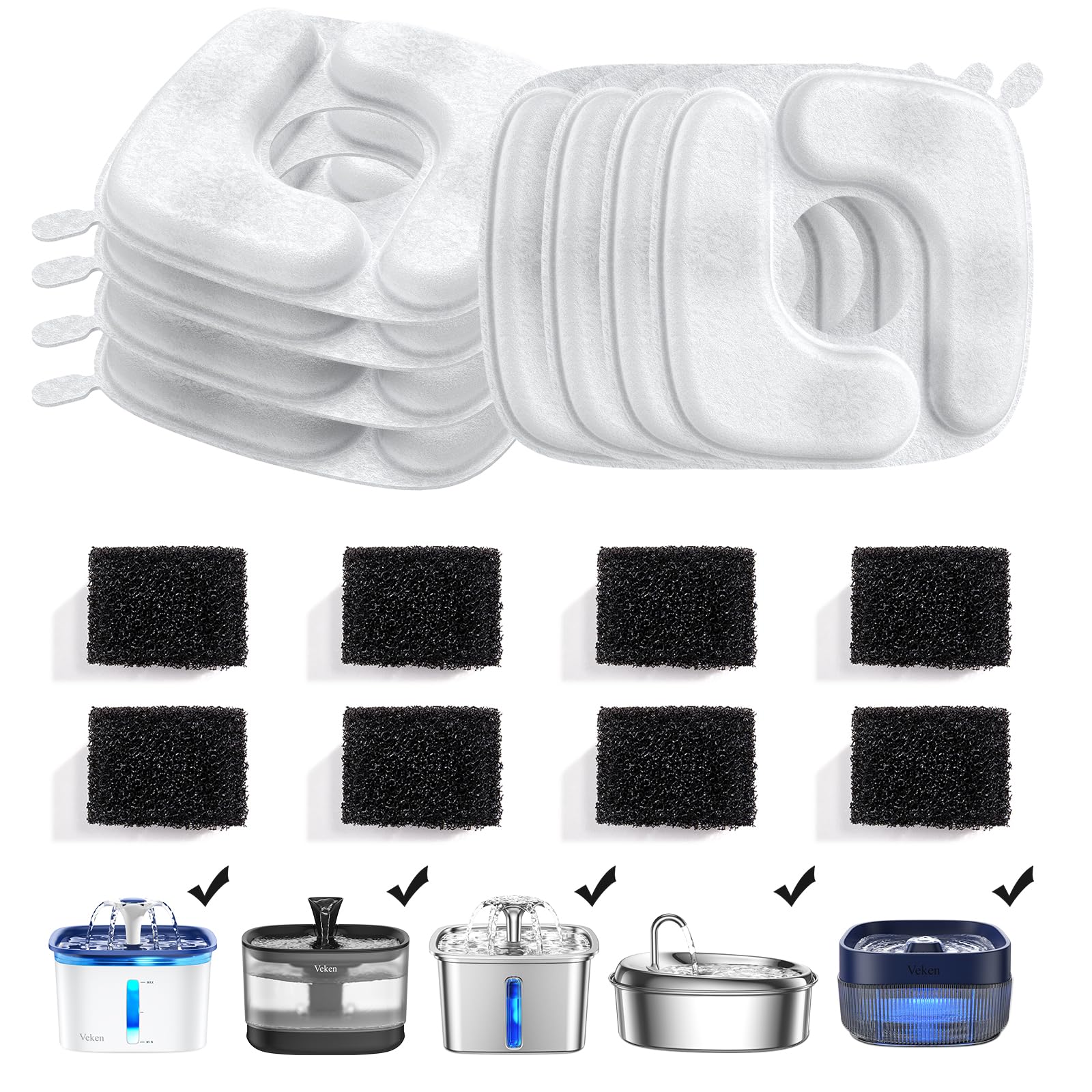 Snapklik.com : Cat Water Fountain Filters, 8 Pack Replacement Filters ...