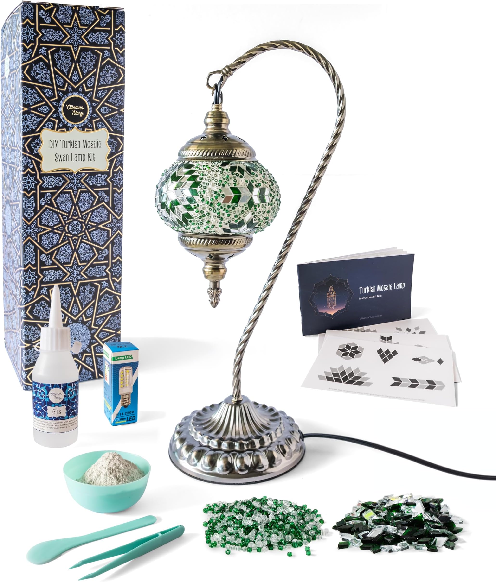 Turkish Mosaic Moon Lamp Making Kit | DIY Colorful Glass Decorative ...