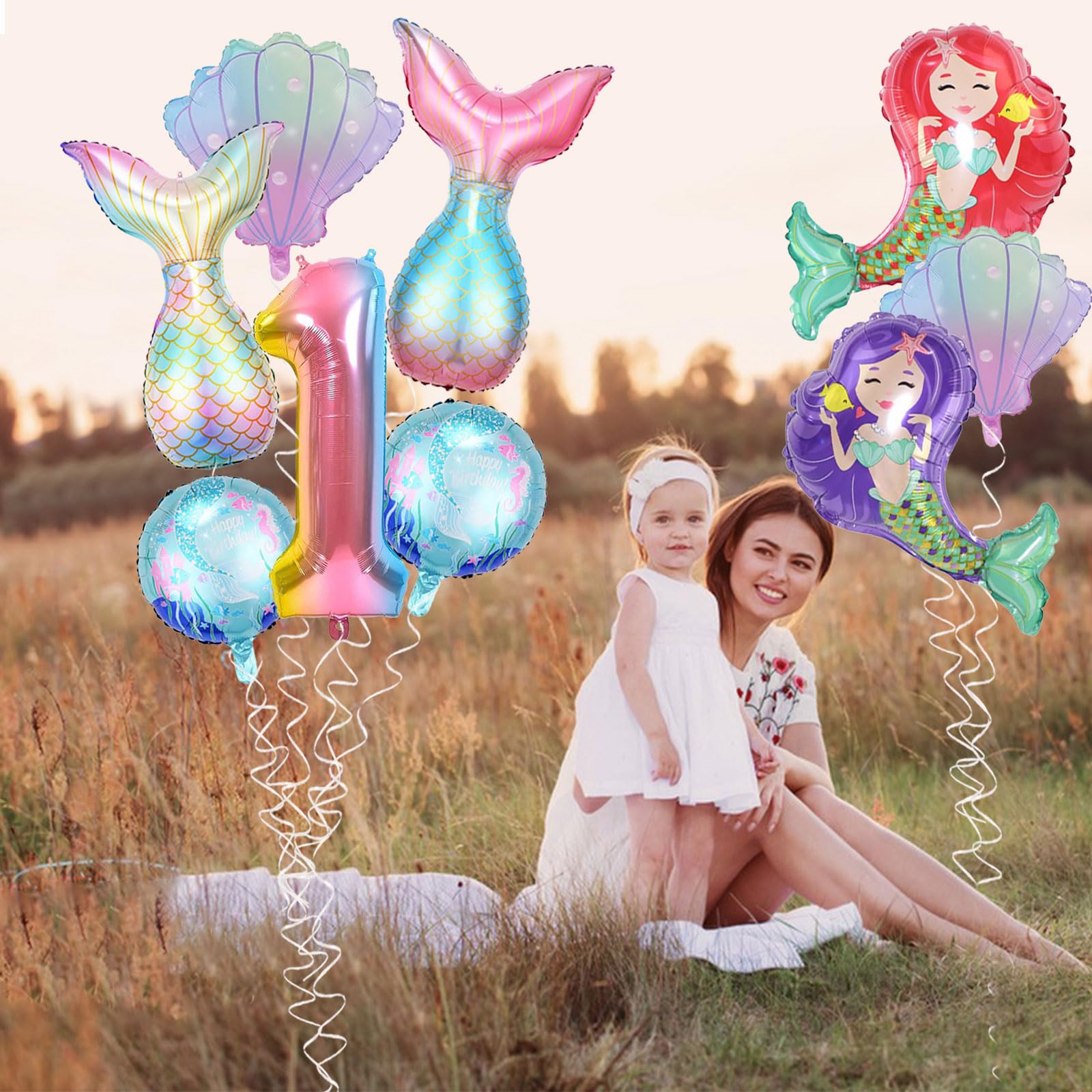 Snapklik.com : 5th Mermaid Birthday Decoration 9 Pcs Mermaid Balloons ...