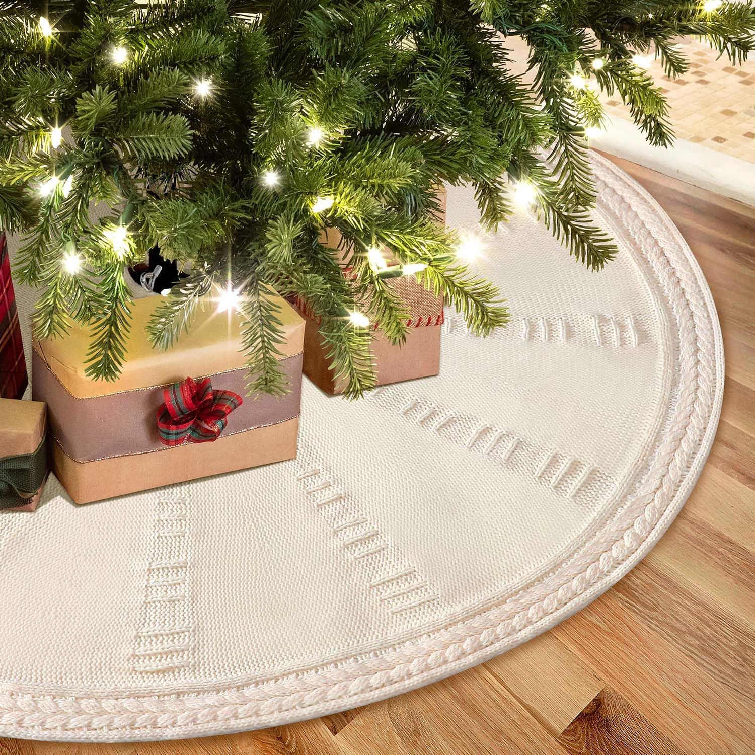 Amazon.com: Mr. Pen- Christmas Tree Skirt 48 inches, Knitted Christmas ...