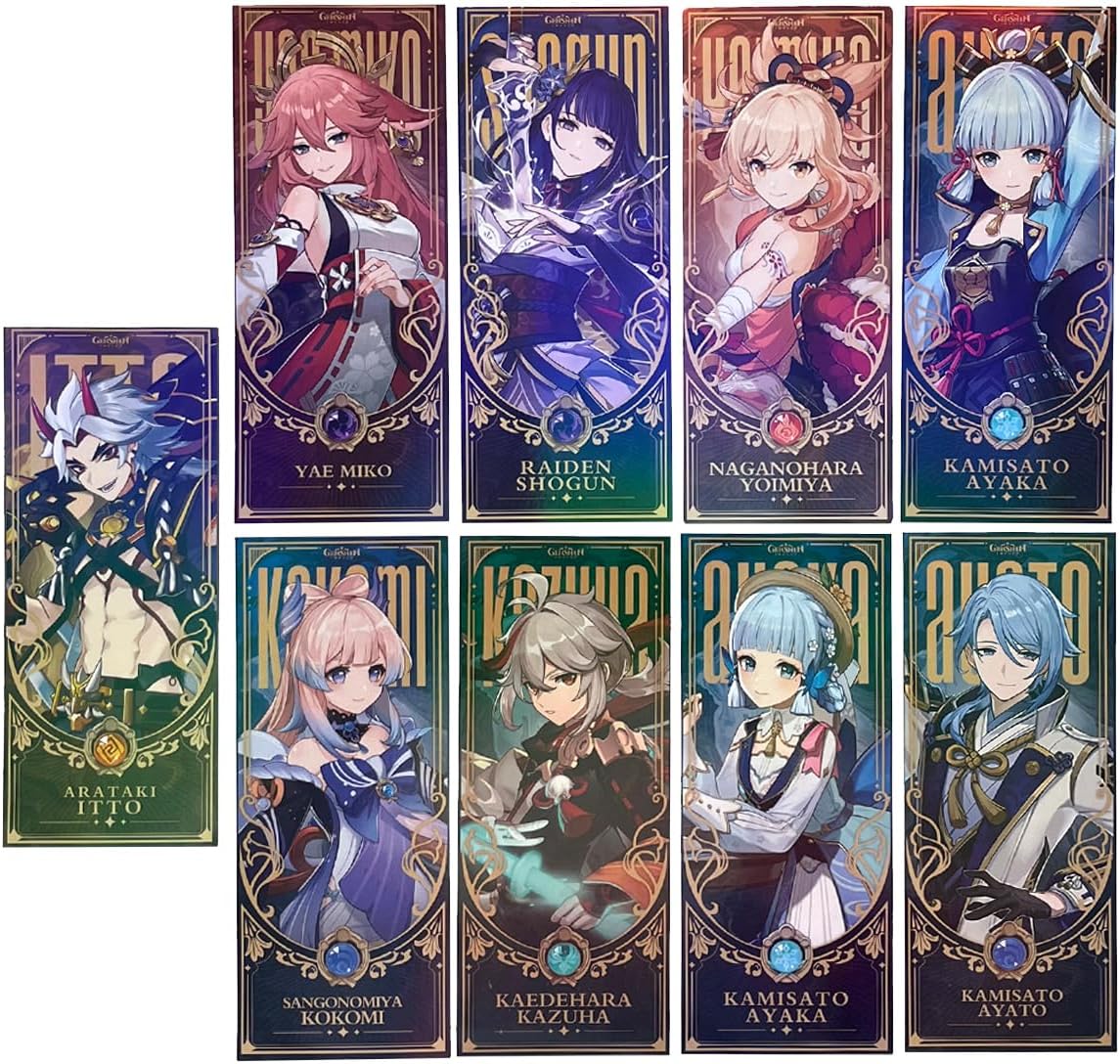 Amazon.com: Genshin Impact Gift Card Bookmarks, 6.3x2.55 inch Laser ...
