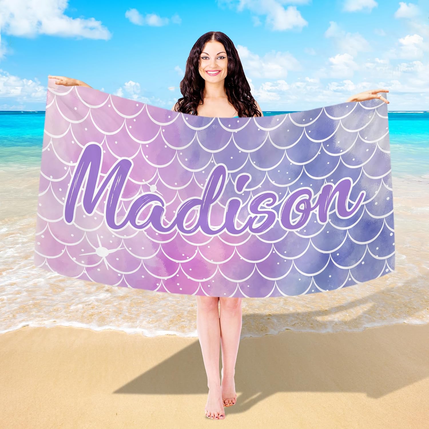 Amazon.com: Differ More Personalized Mermaid Scales Background Beach ...