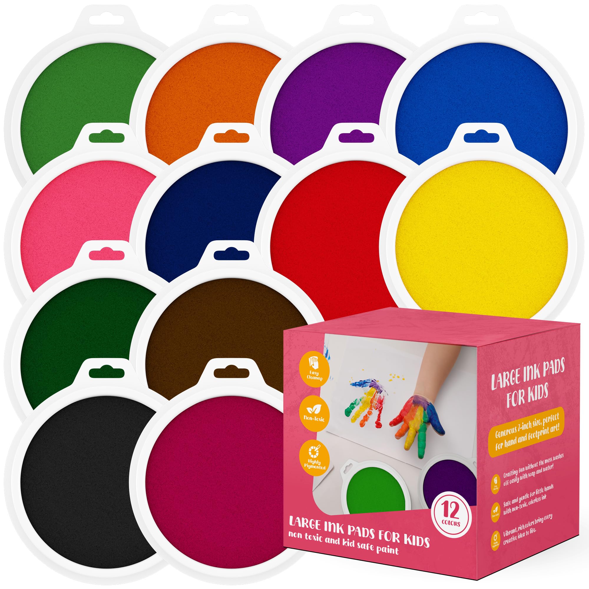Amazon.com: 12 Pc Large Ink Pads for Kids - Washable Ink Pads for Kids ...