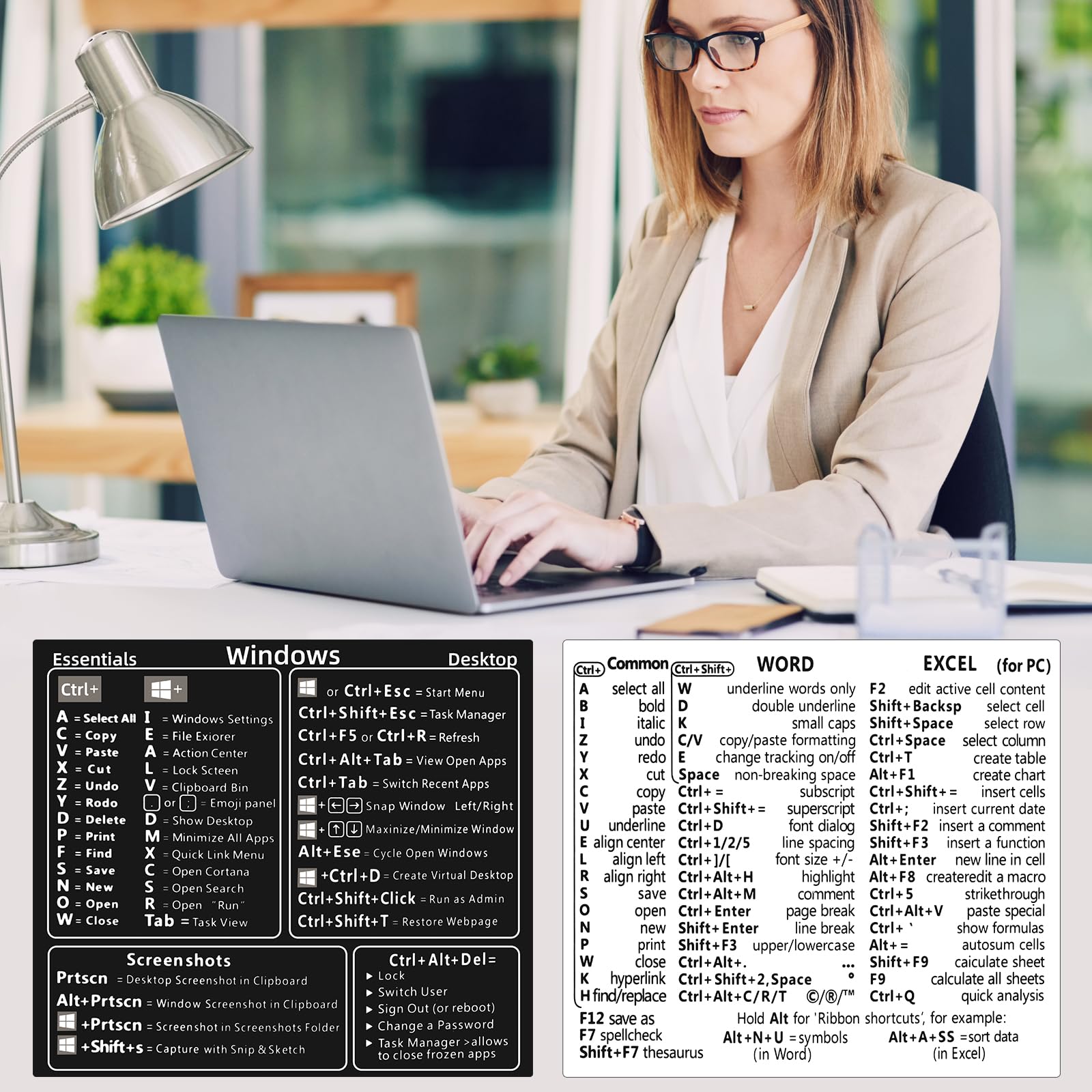 Snapklik.com : 8PCS Keyboard Shortcut Sticker, Computer/PC Shortcut ...