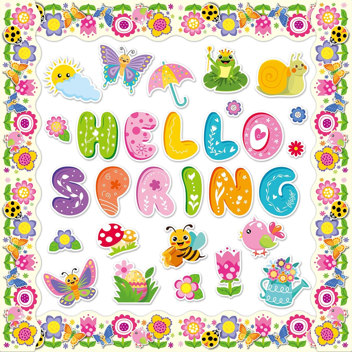 Amazon.com: 70Pcs Hello Spring Bulletin Board Decorations Set Spring ...