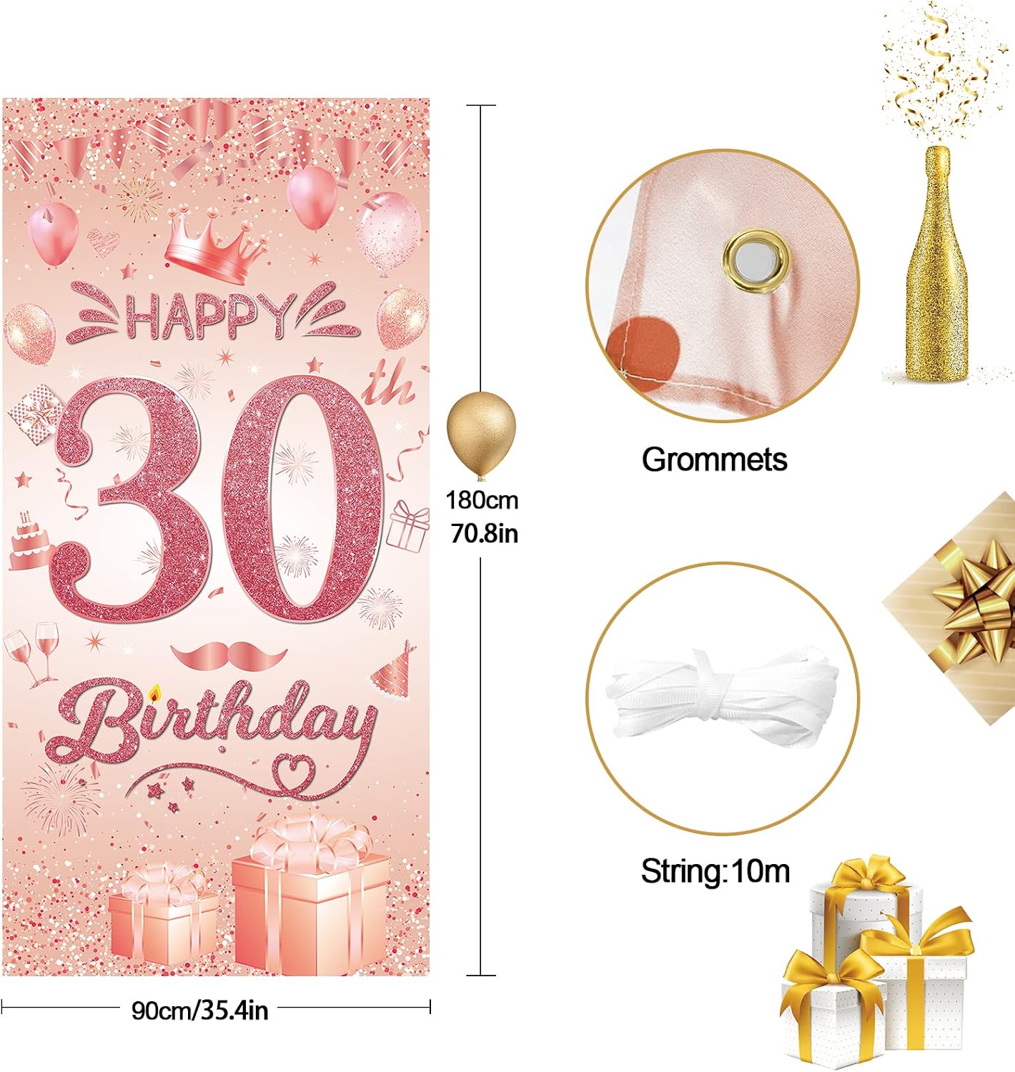 Buy 30th Happy Birthday Banner - 30th Birthday Decorations Party ...