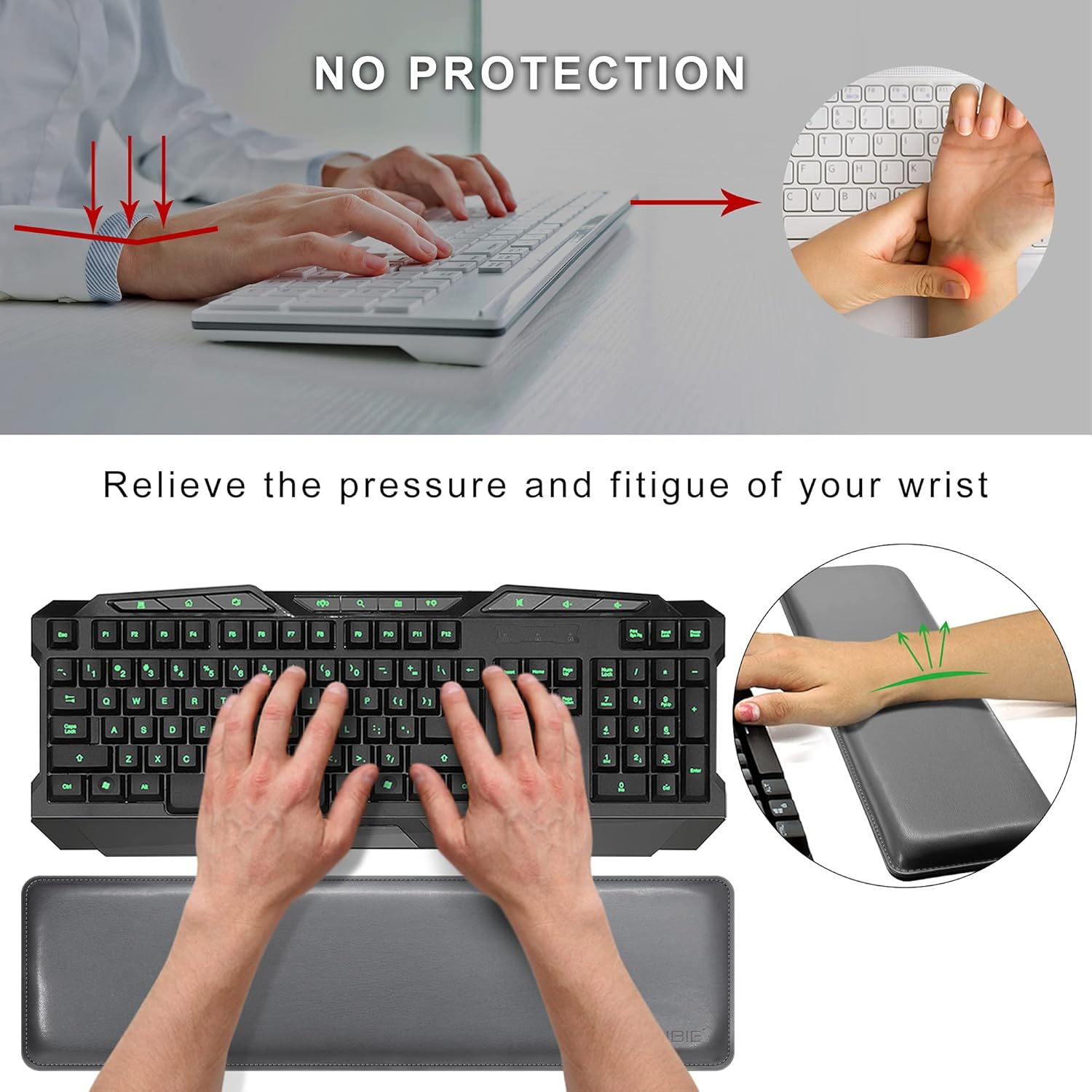 Enlarge Wrist Rest for Full Keyboards – Leather Ergonomic Computer ...