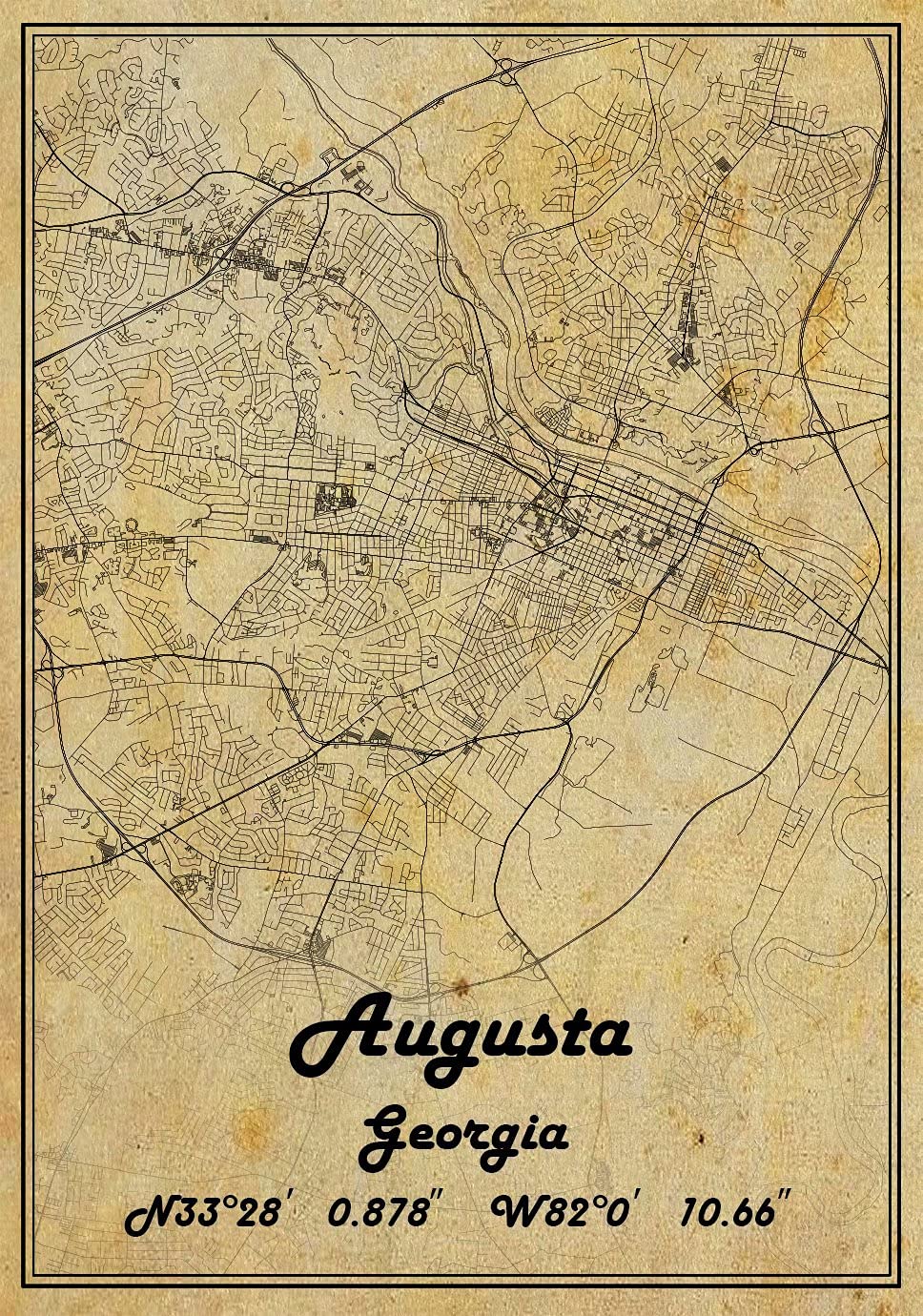 Usa Map Augusta Georgia Augusta Georgia US City Street Map Poster By