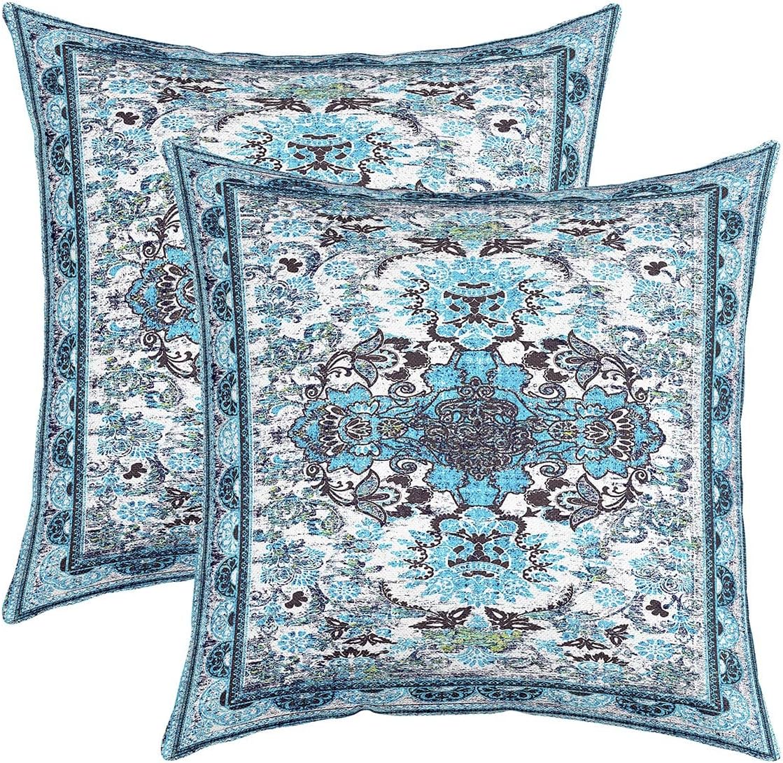 Amazon.com: Erosebridal Pack of 2 Boho Throw Pillow Covers 22x22, Teal ...
