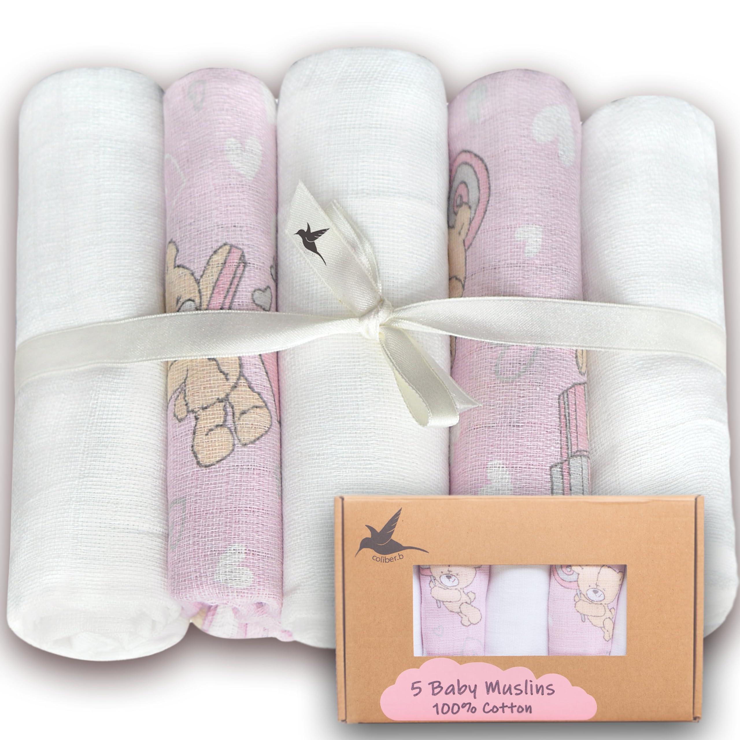 Baby Muslins Pack 5 - Large Muslin Cloths for Baby 70 x 80 cm - Soft ...