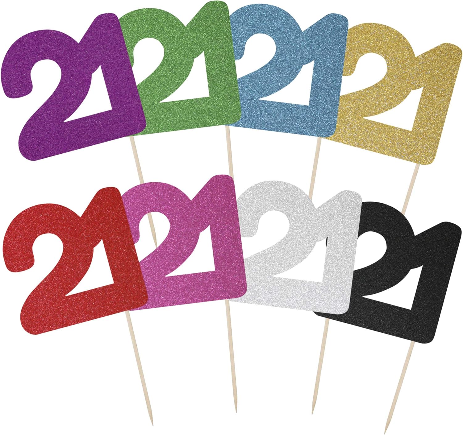 Large Number 21 Glitter Cake Topper (Black Glitter) : Amazon.co.uk ...