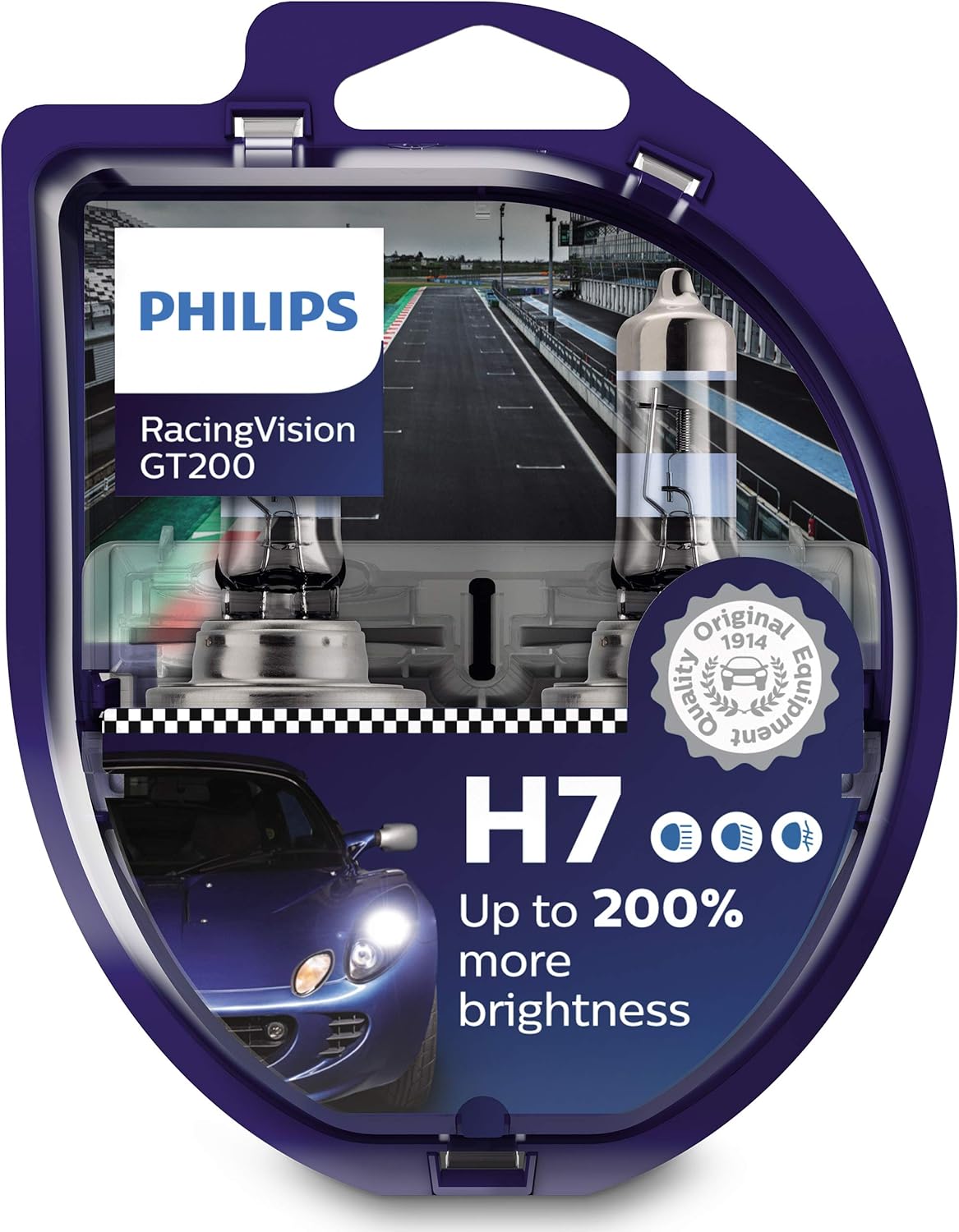Philips Racing Vision GT200 H7 Headlight Bulb +200%, Double Set ...