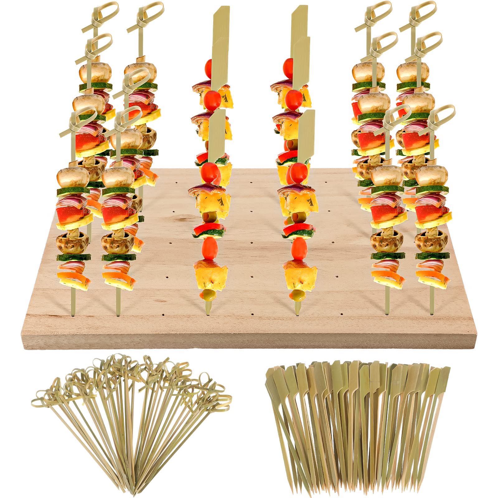 Amazon.com : Wooden Food Skewer Holder Pick Stand 200 Pcs Skewers for ...