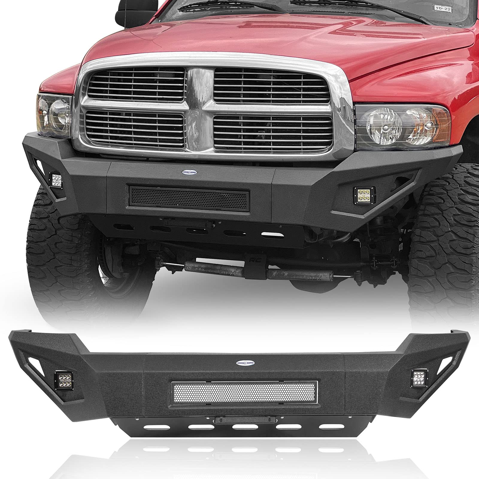 Amazon.com: Hooke Road 03-05 Ram Full Width Front Bumper w/Skid Plate ...