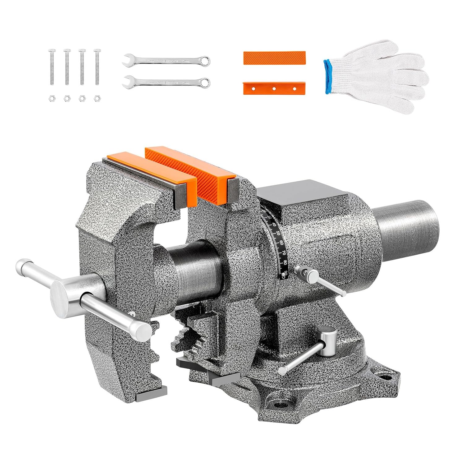 LMYYGOO Bench Vise, 5-inch Jaw Width 5-inch Jaw Opening, 360° Swivel ...