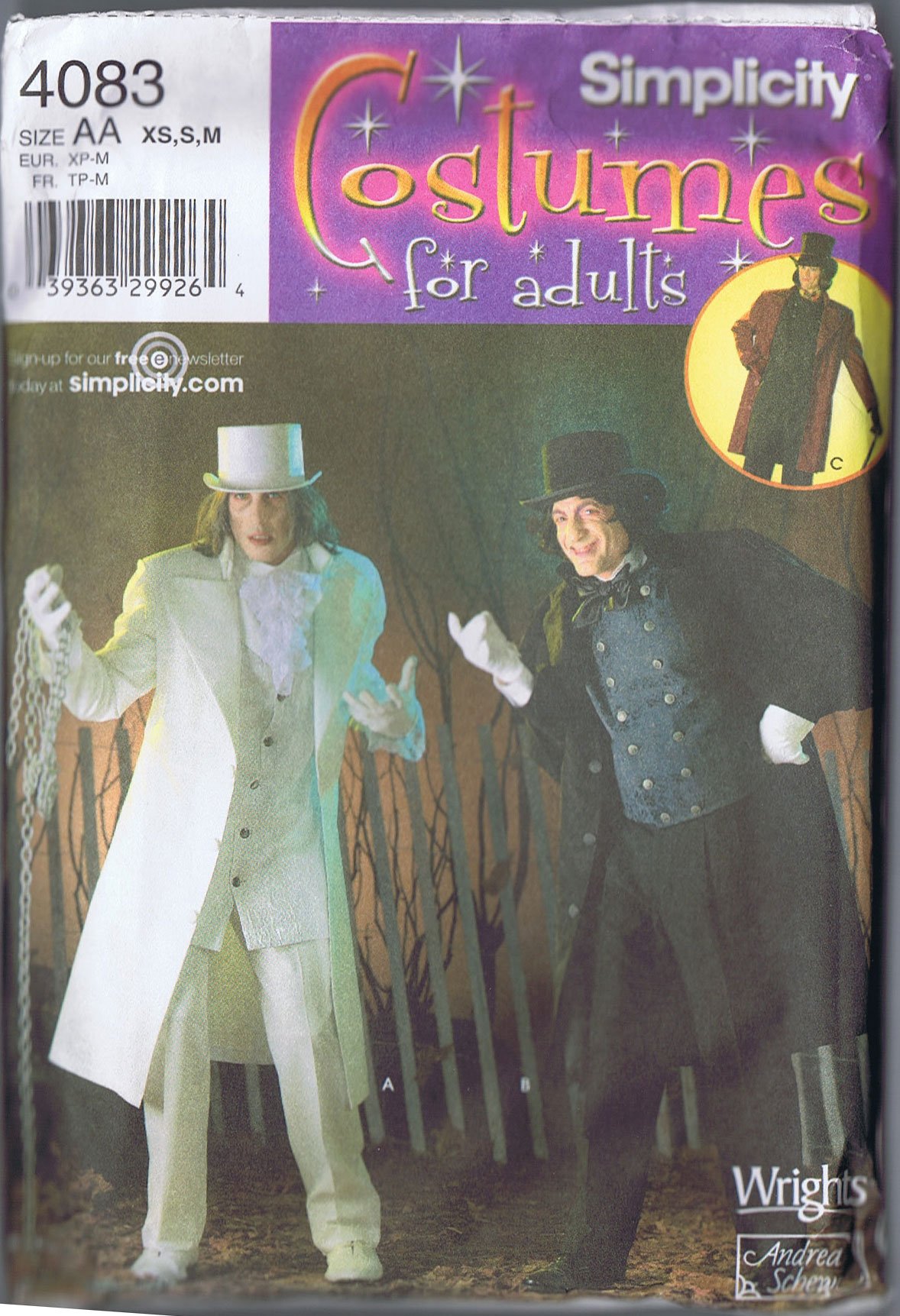 Amazon.com: Simplicity Sewing Pattern 4083 Men Costumes, AA (XS-S-M ...