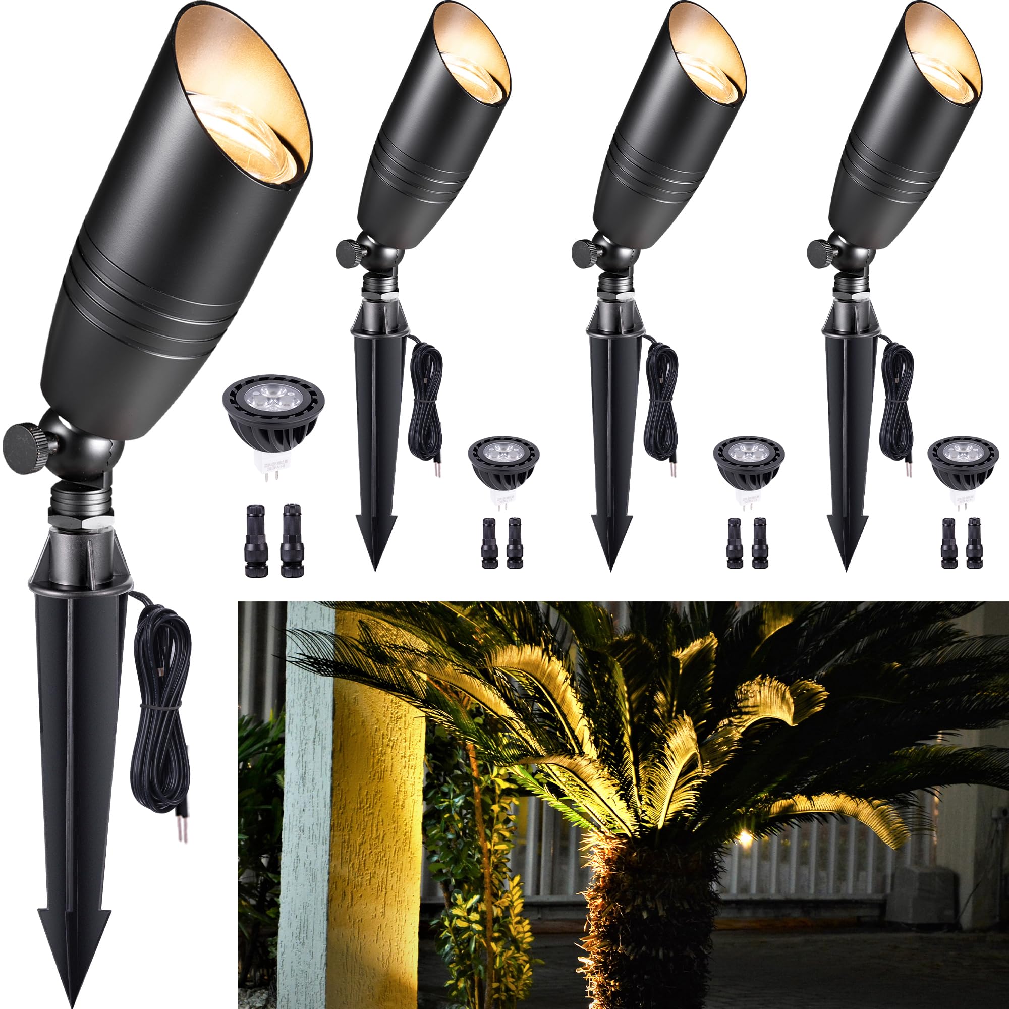 Gardenreet Brass Landscape Lighting - Black Low Voltage Spotlights ...