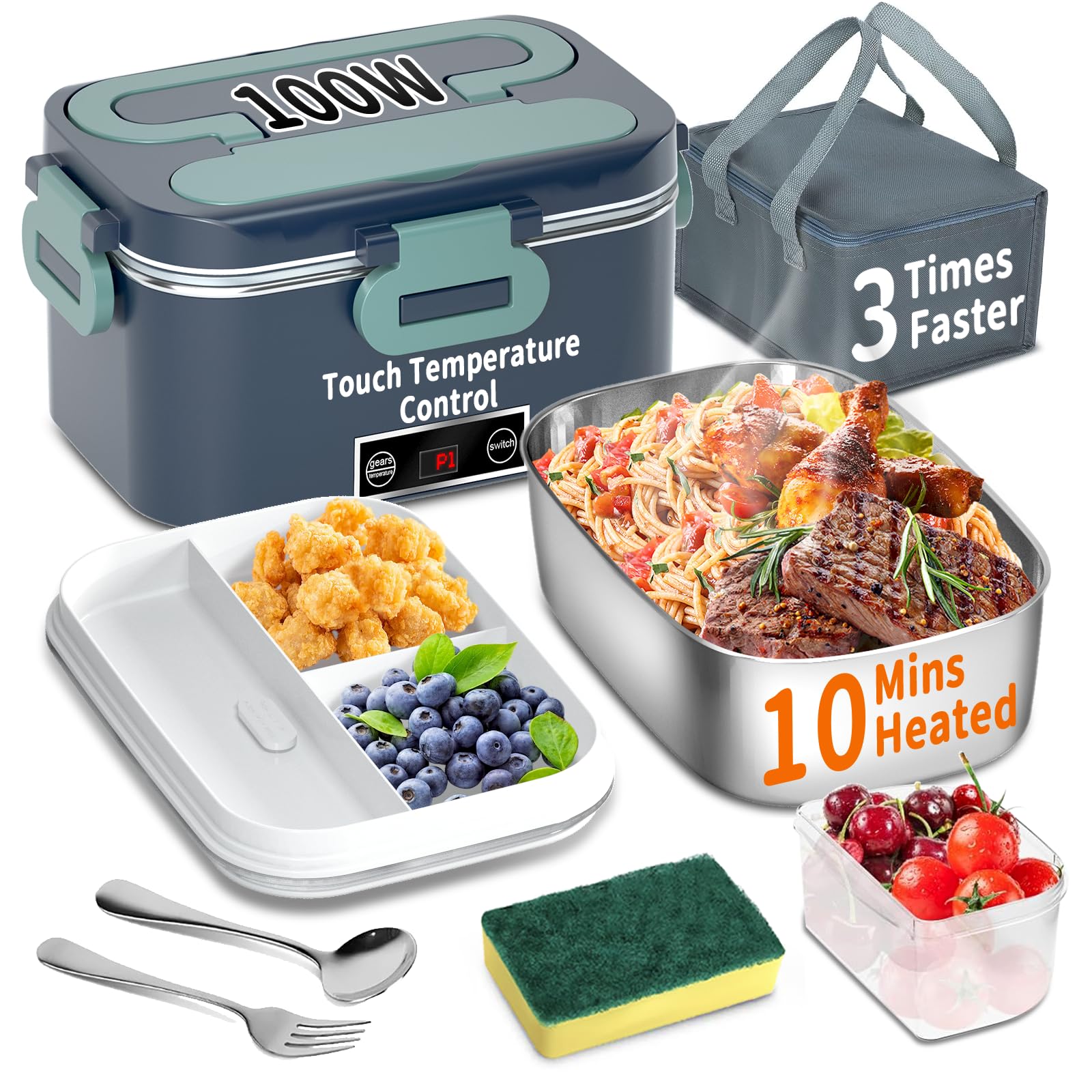 Amazon.com: IFENROL Electric Heated Lunch Box 100W - 3-IN-1 1.8L Fast ...