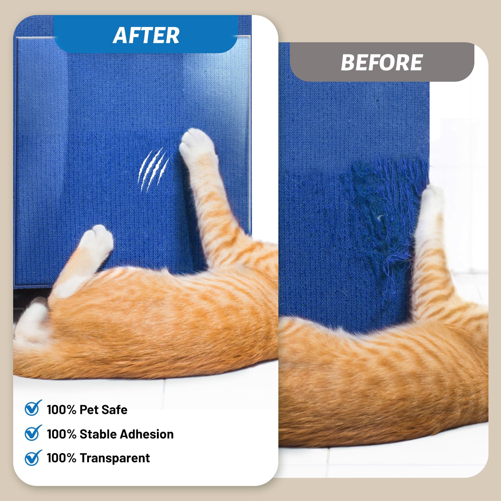 ?NO PINS Hurt? Cat Scratch Furniture Protector-12 Pack Self-Adhesive ...
