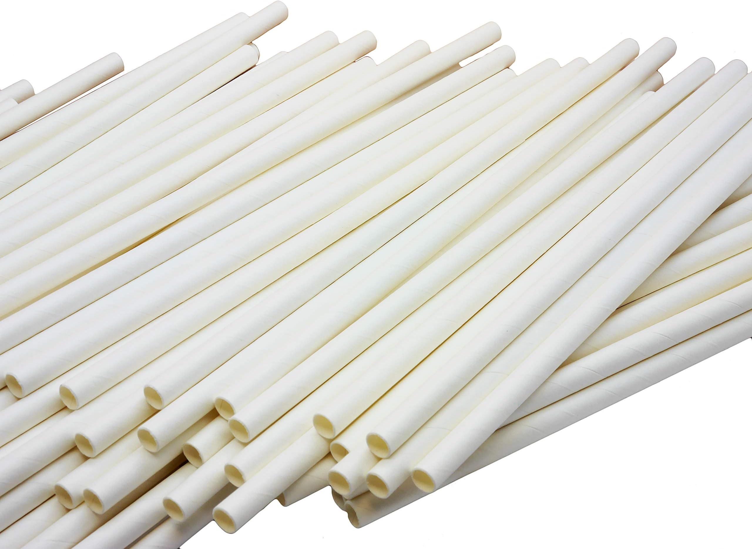 144 Pieces Plain White Biodegrable Paper Drinking Straws in Recyclable ...