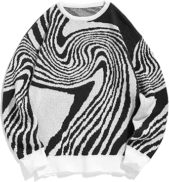 ZAFUL Mens Y2K Aesthetic Graphic Casual Sweater Loose Knit Jumper ...