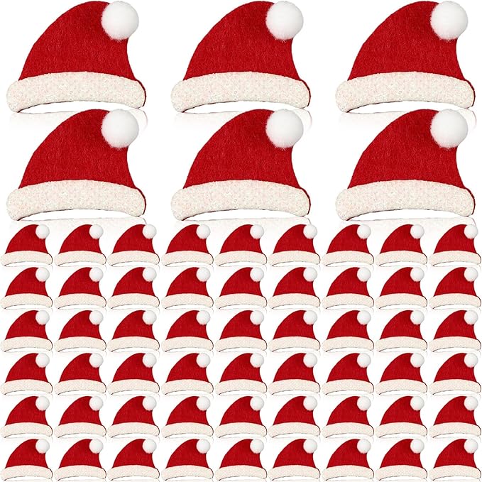 Amazon.com: Zhanmai 60 Pcs Santa Hat Felt Stickers for Kids Christmas ...