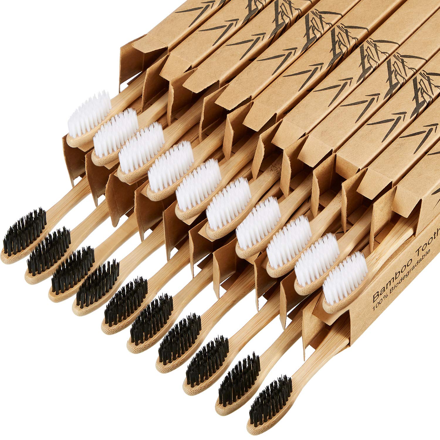 Amazon.com: 20 Pieces Bamboo Toothbrushes Reusable Charcoal Bamboo ...