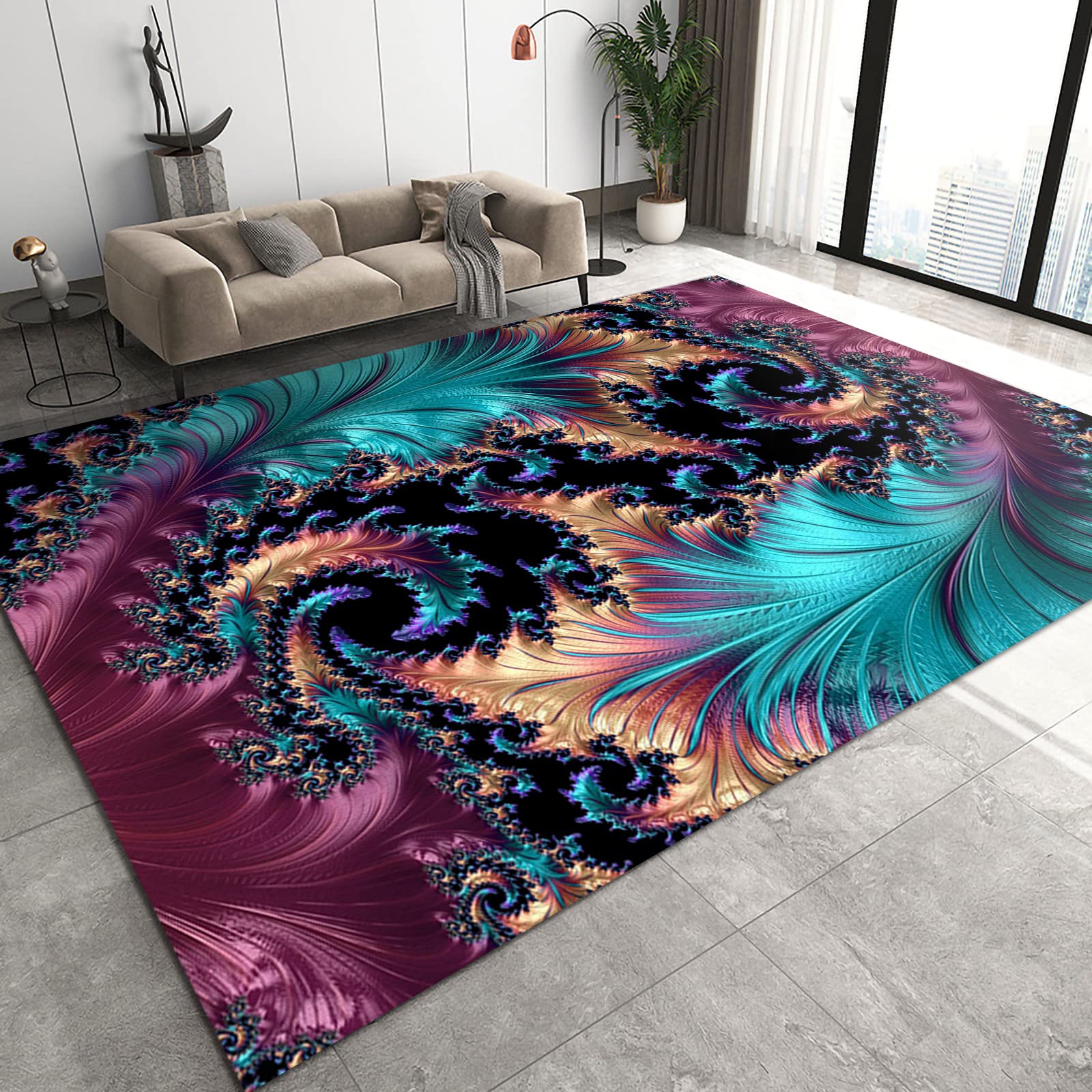 Amazon.com: Retro Colorful Feathers Area Rugs, Abstract Tropical ...